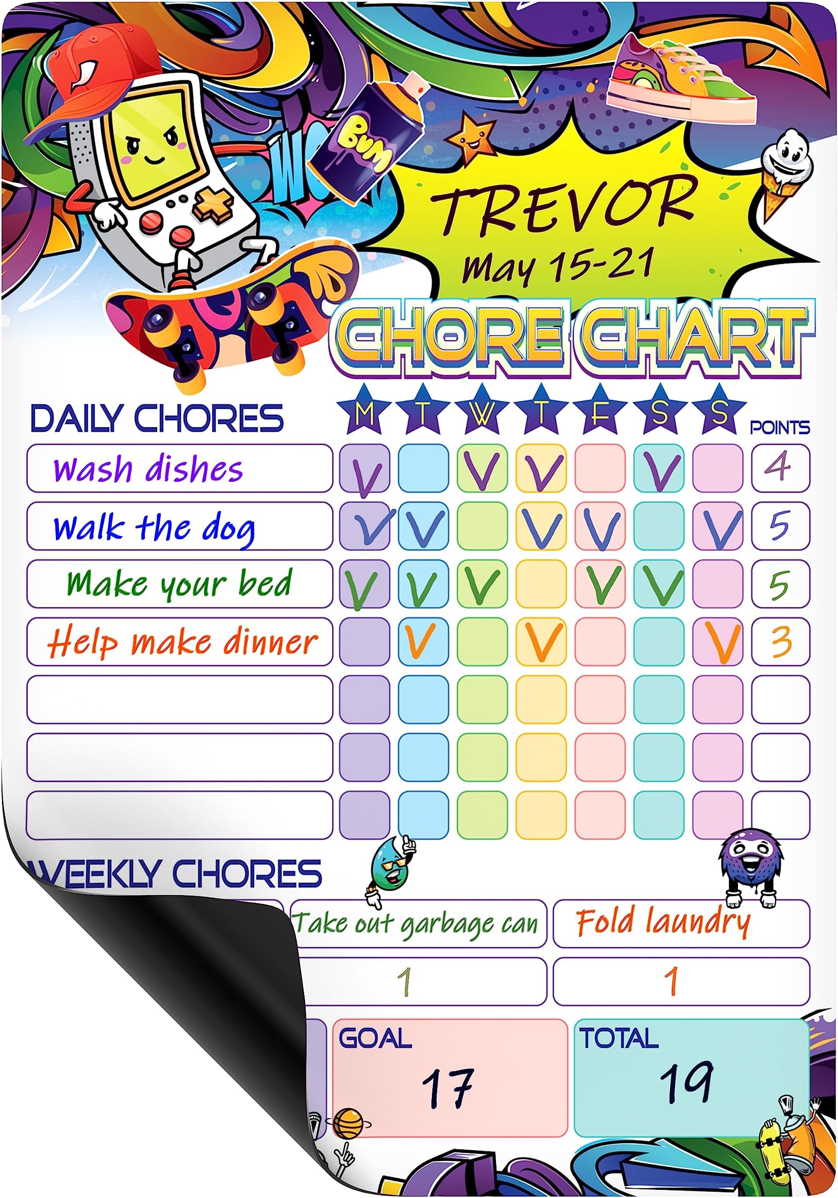 Magnetic Reward Chore Chart Kids - 4 Good Behaviour Fridge Task Reward ...