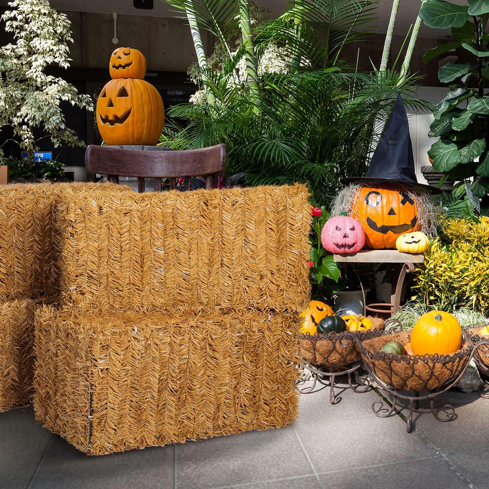 Straw Bale Facade Halloween