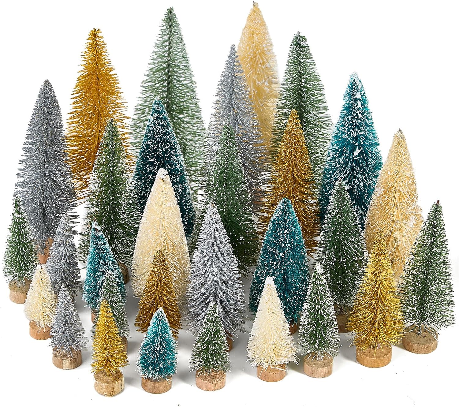 Fuyuleyo 30Pcs Mini Christmas Tree Bottle Brush Trees, Snow Frosted ...
