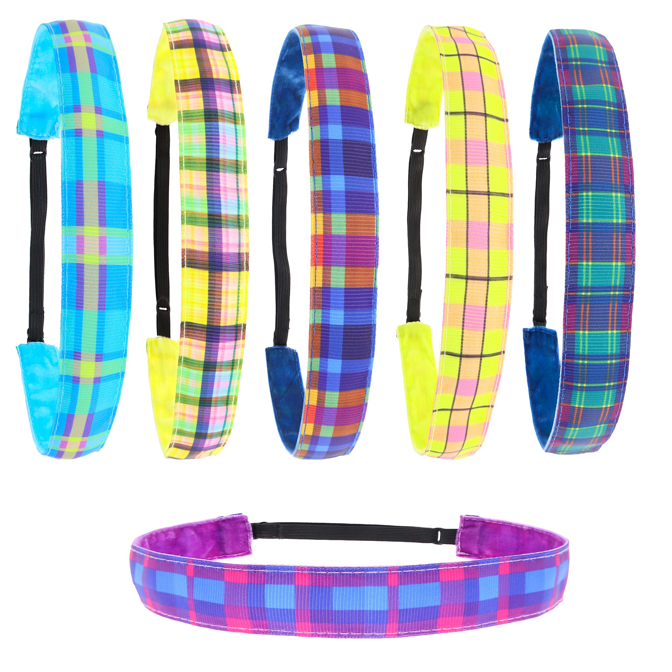 Amazon.com : FROG SAC 6 Plaid Headbands for Girls, Adjustable Non Slip ...