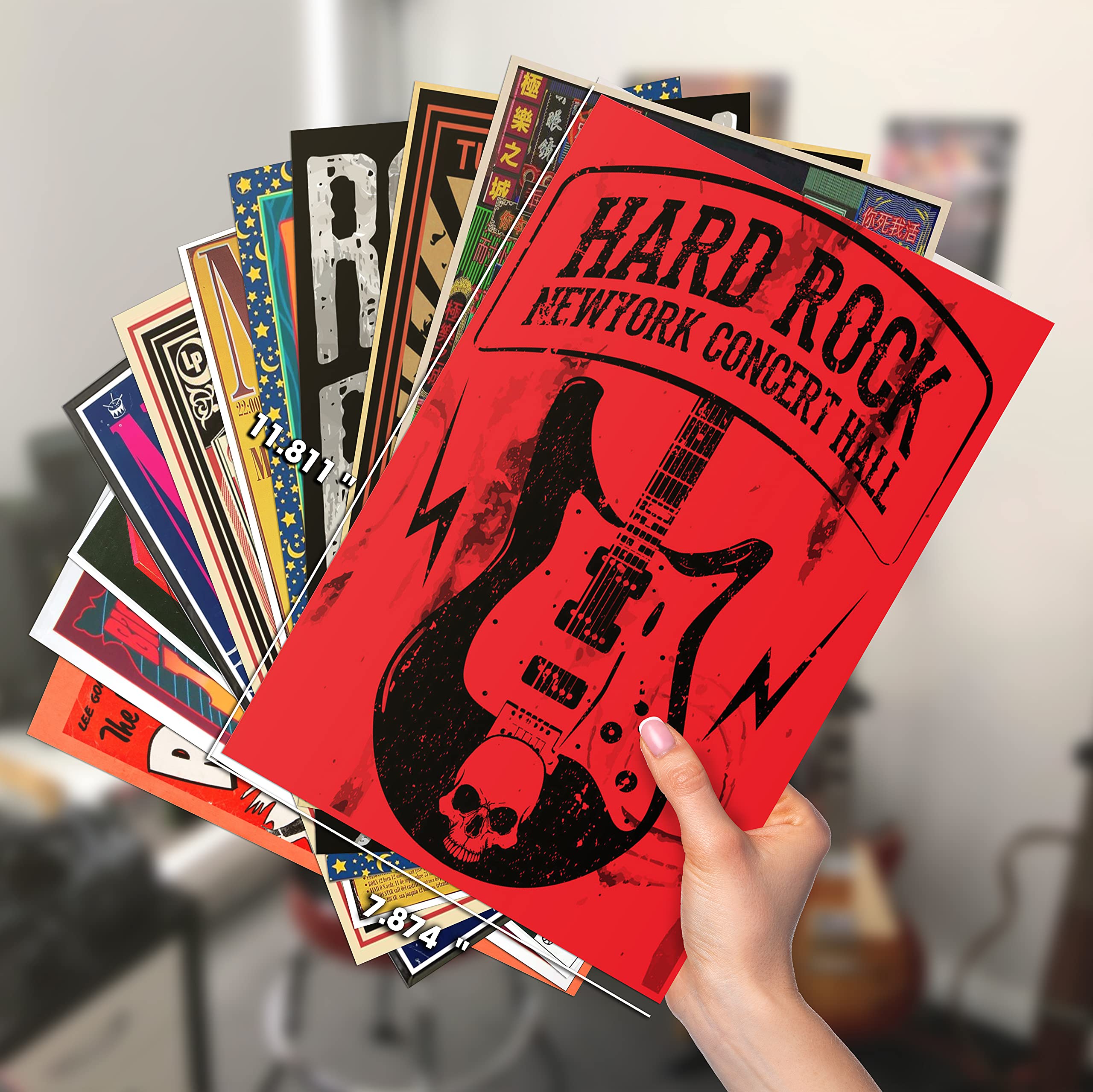 HK Studio Vintage Posters of Rock Music | Self-Adhesive Vinyl Decal ...