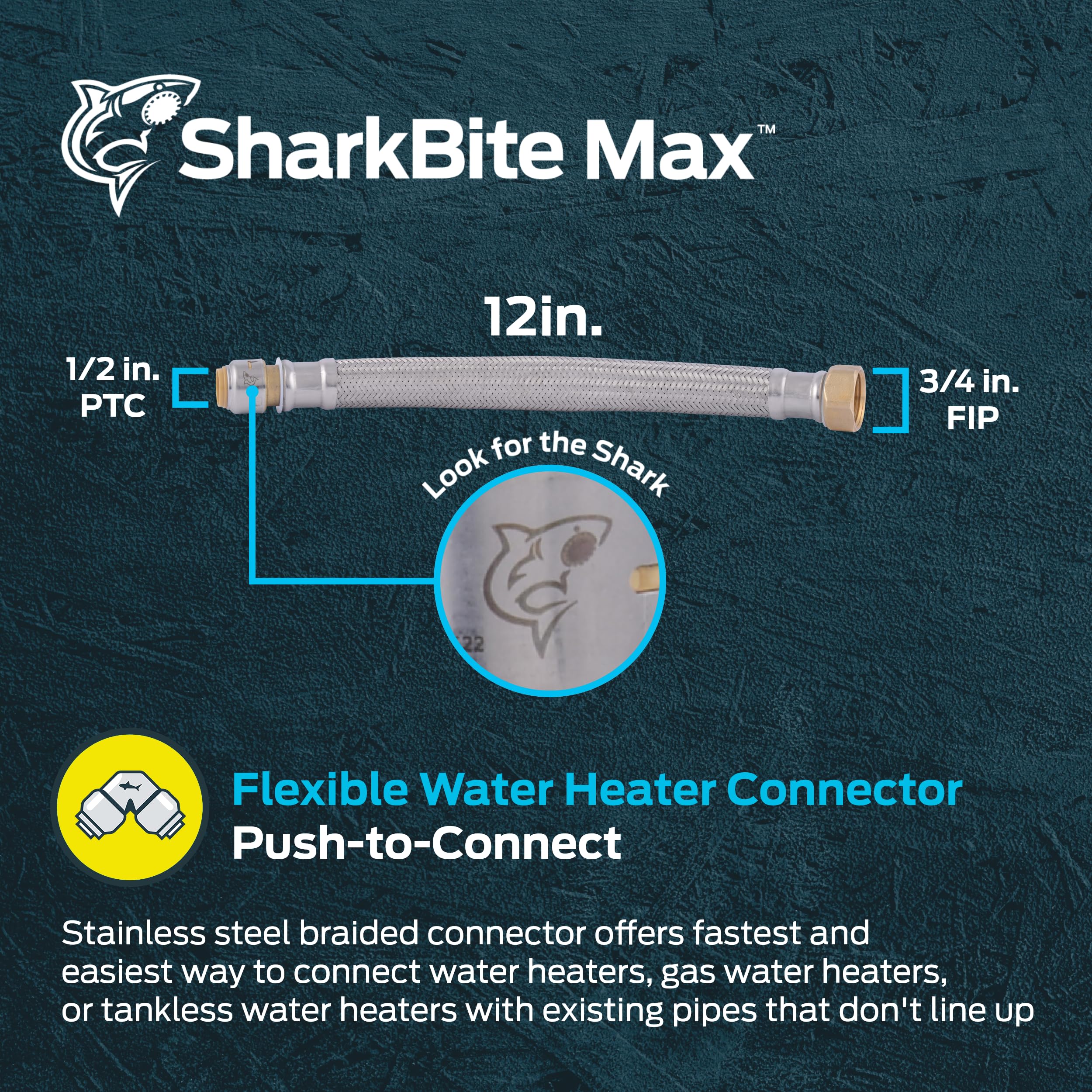 Snapklik.com : SharkBite Max 1/2 Inch X 3/4 Inch FIP X 12 Inch Stainless Steel Braided Flexible ...