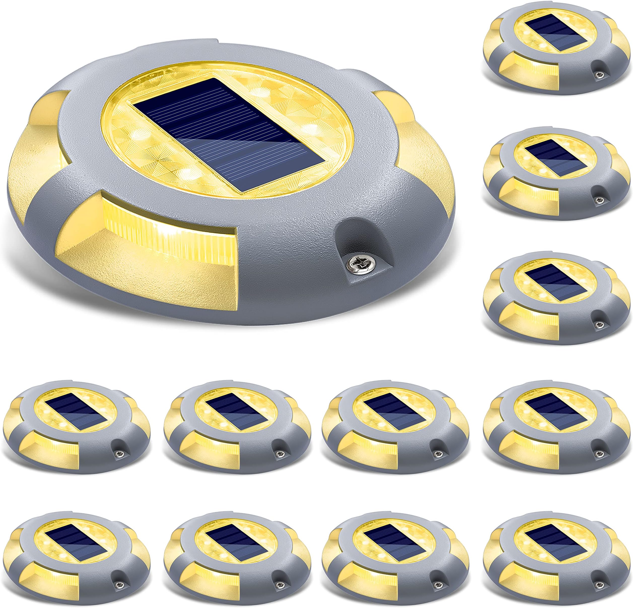 JIGUOOR Solar Deck Lights LED Driveway Lights Solar Powered Dock Light ...