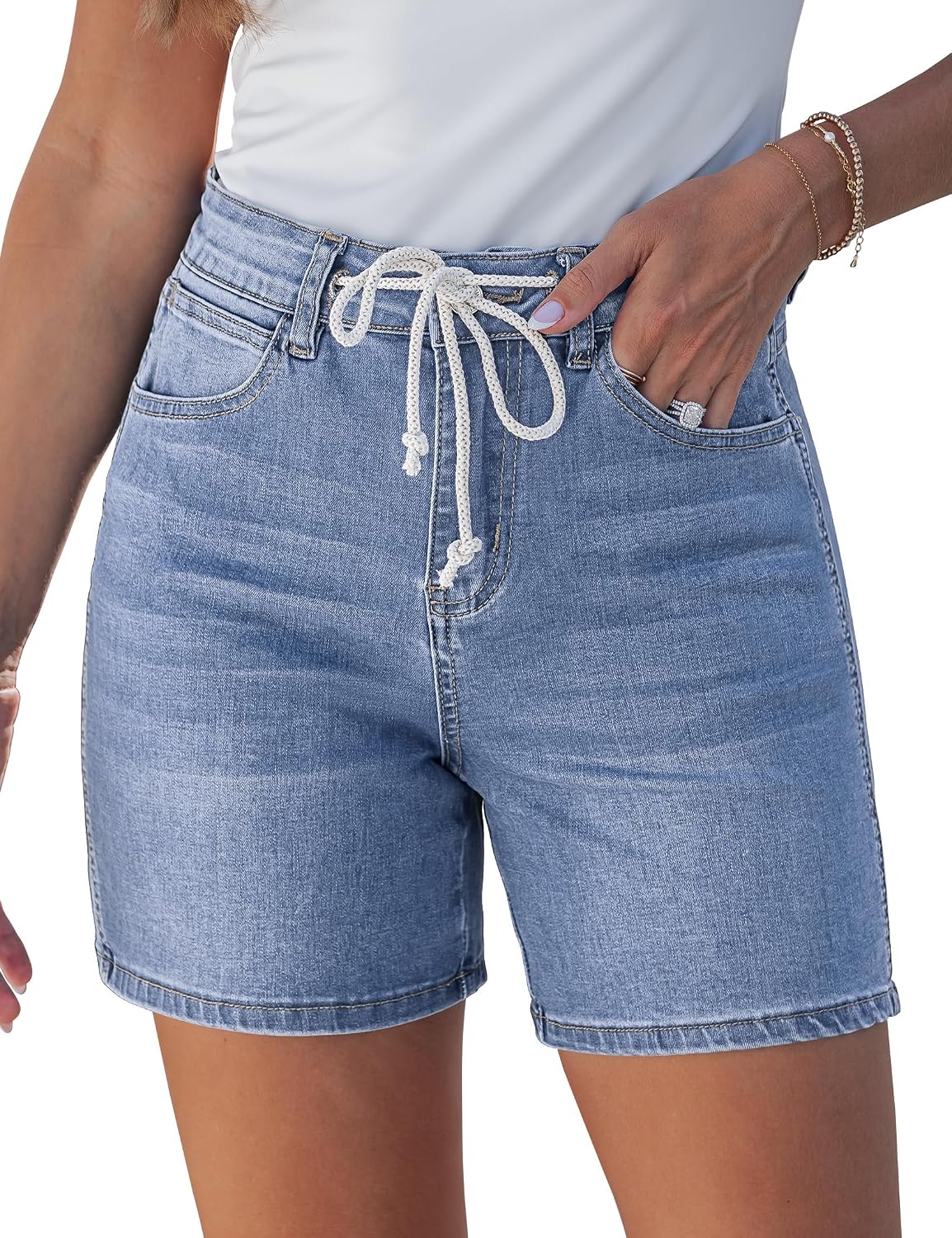 luvamia Stretchy Denim Shorts for Women High Waisted Casual Summer ...
