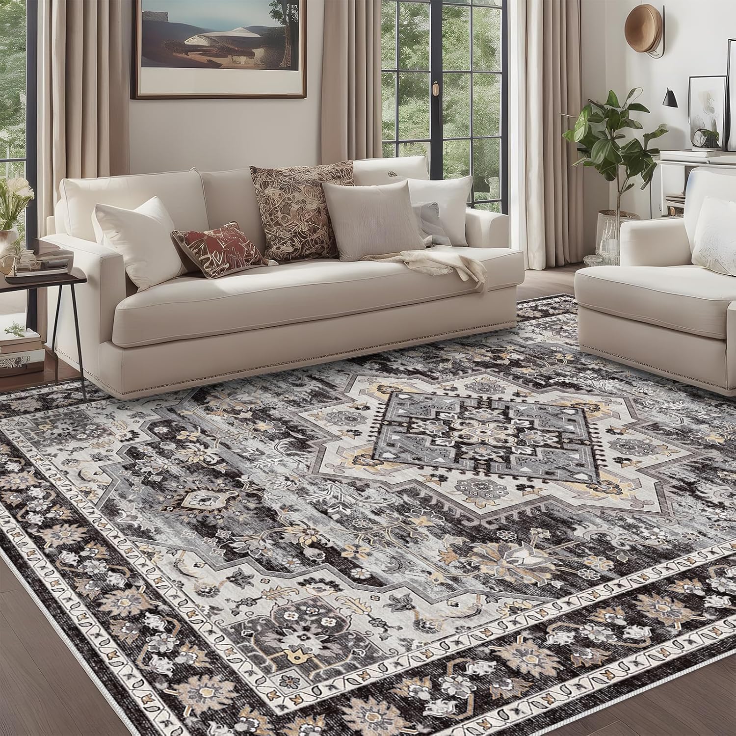 HILORUUG Washable Area Rugs for Living Room: 8x10 Indoor Rug for ...