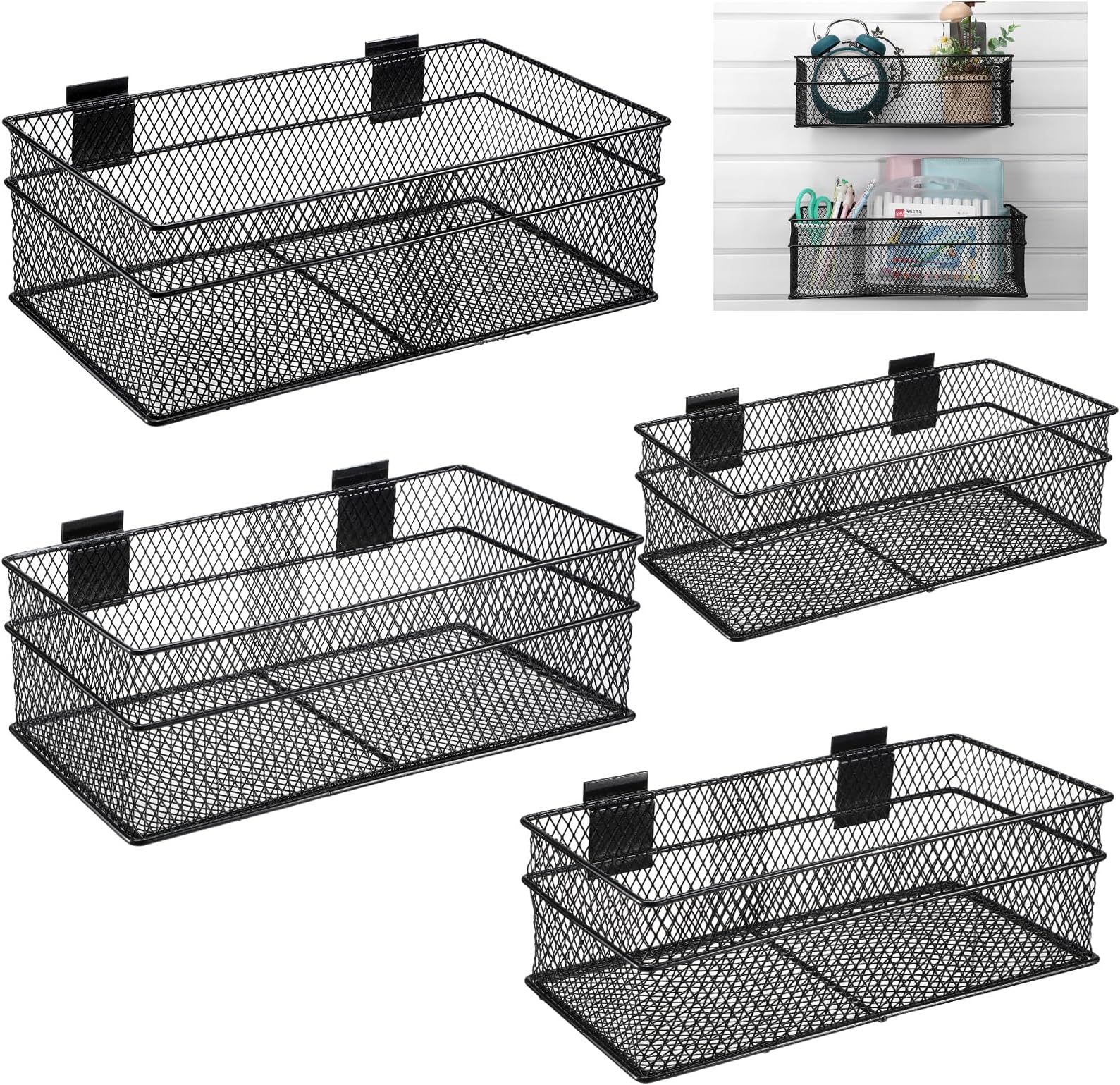 Amazon.com: Barydat 4 Pcs Slatwall Baskets Set 2 Sizes Large Metal ...