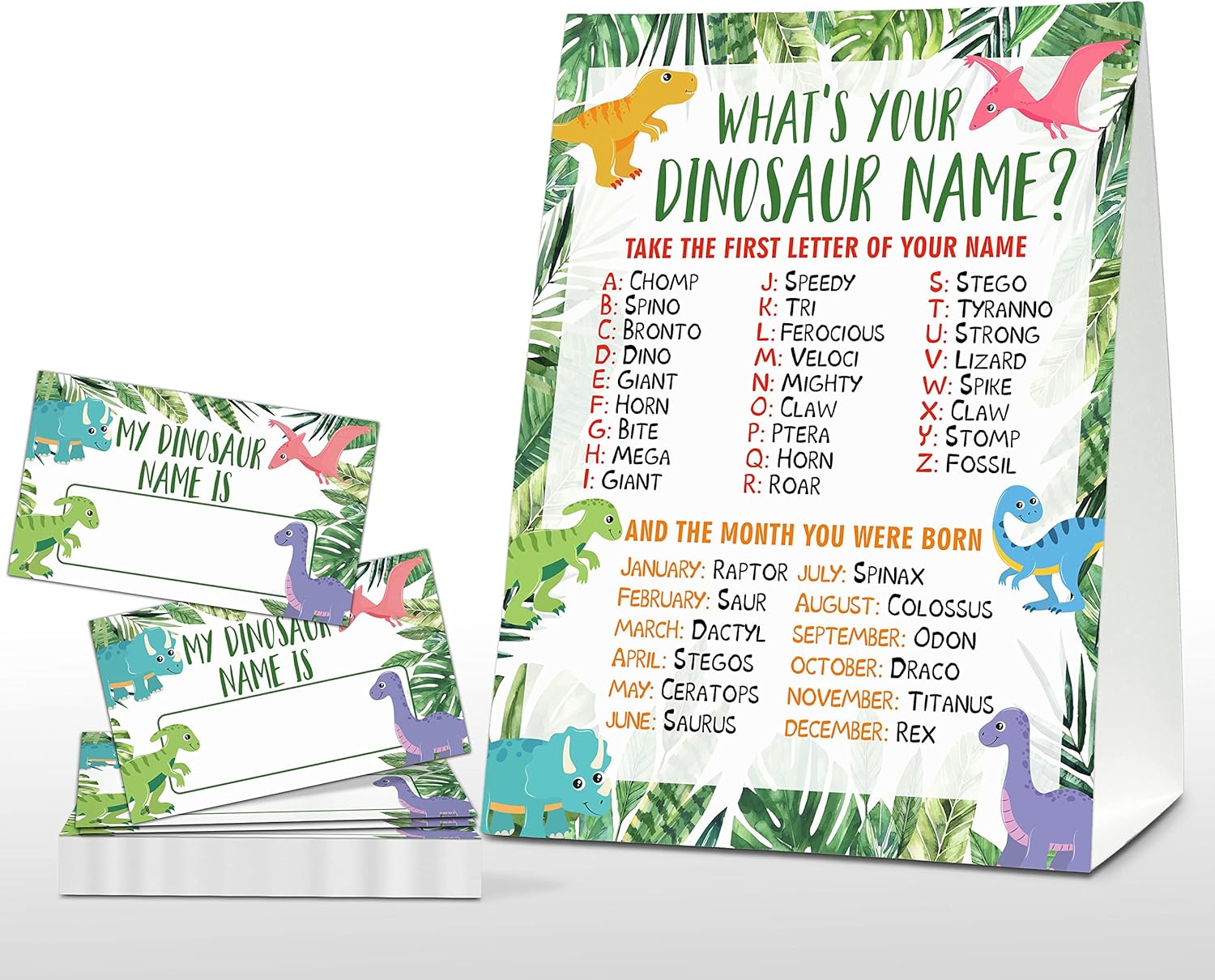 Amazon.com: What's Your Dinosaur Name Game - Tropical Jungle Birthday ...