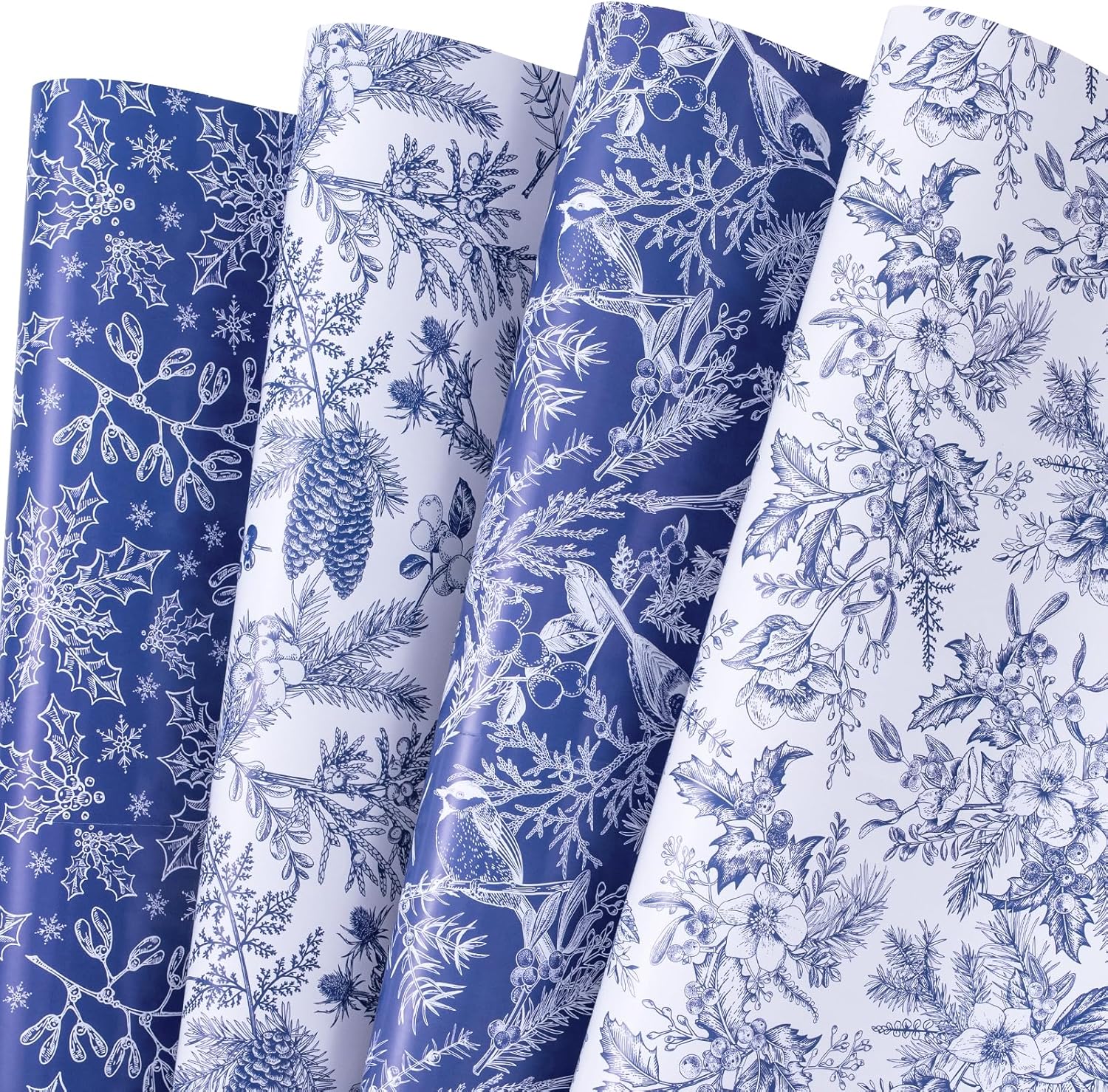 Amazon.com: RUSPEPA Christmas Wrapping Paper Sheets - Blue and White ...