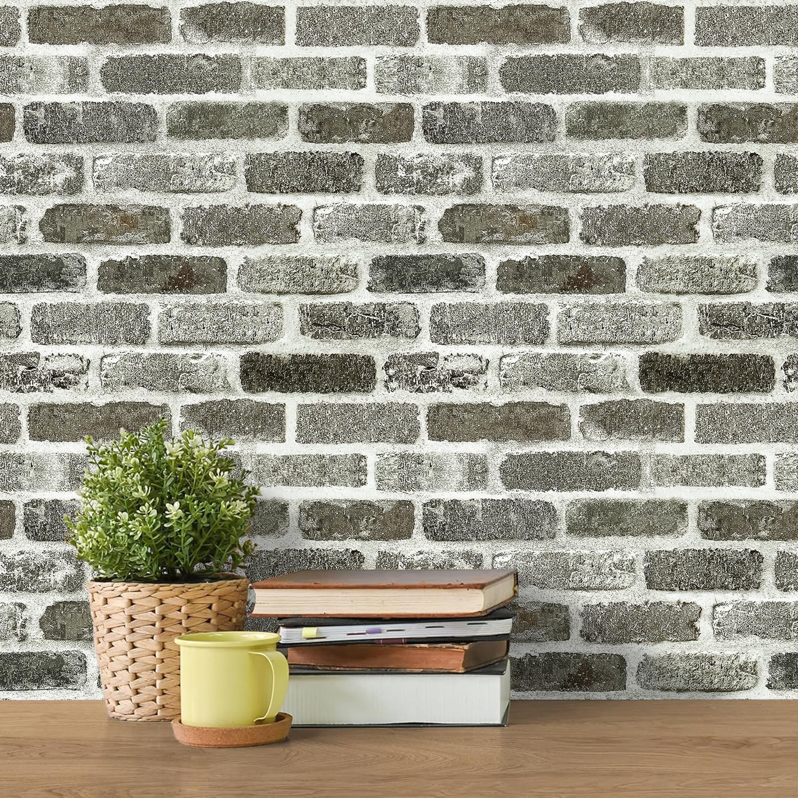 Livebor Grey Brick Wallpaper Peel and Stick Backsplash Contact Paper 17 ...
