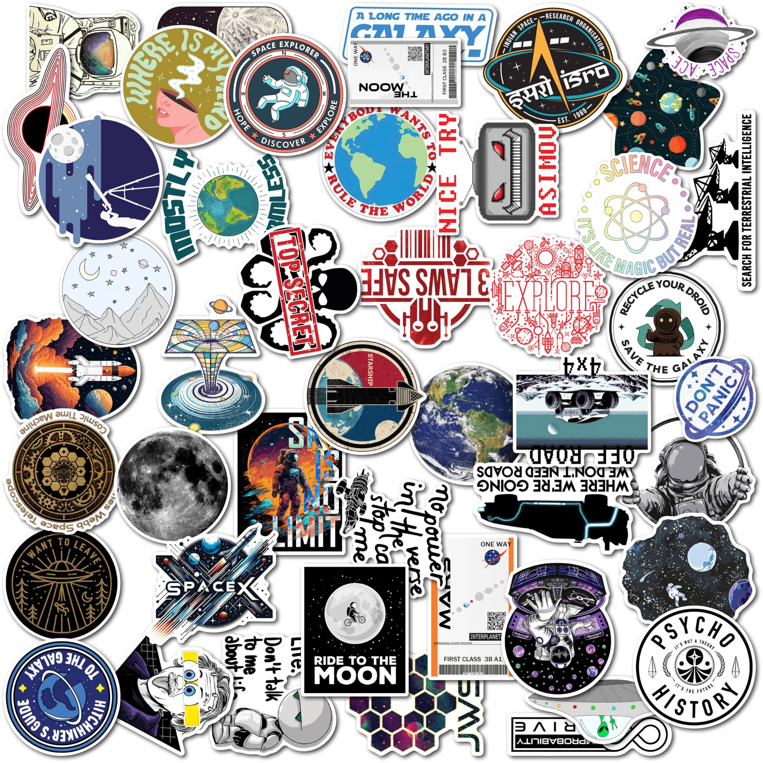 WallDesign Space & Science Sticker Collection: 47 Laminated Stickers ...