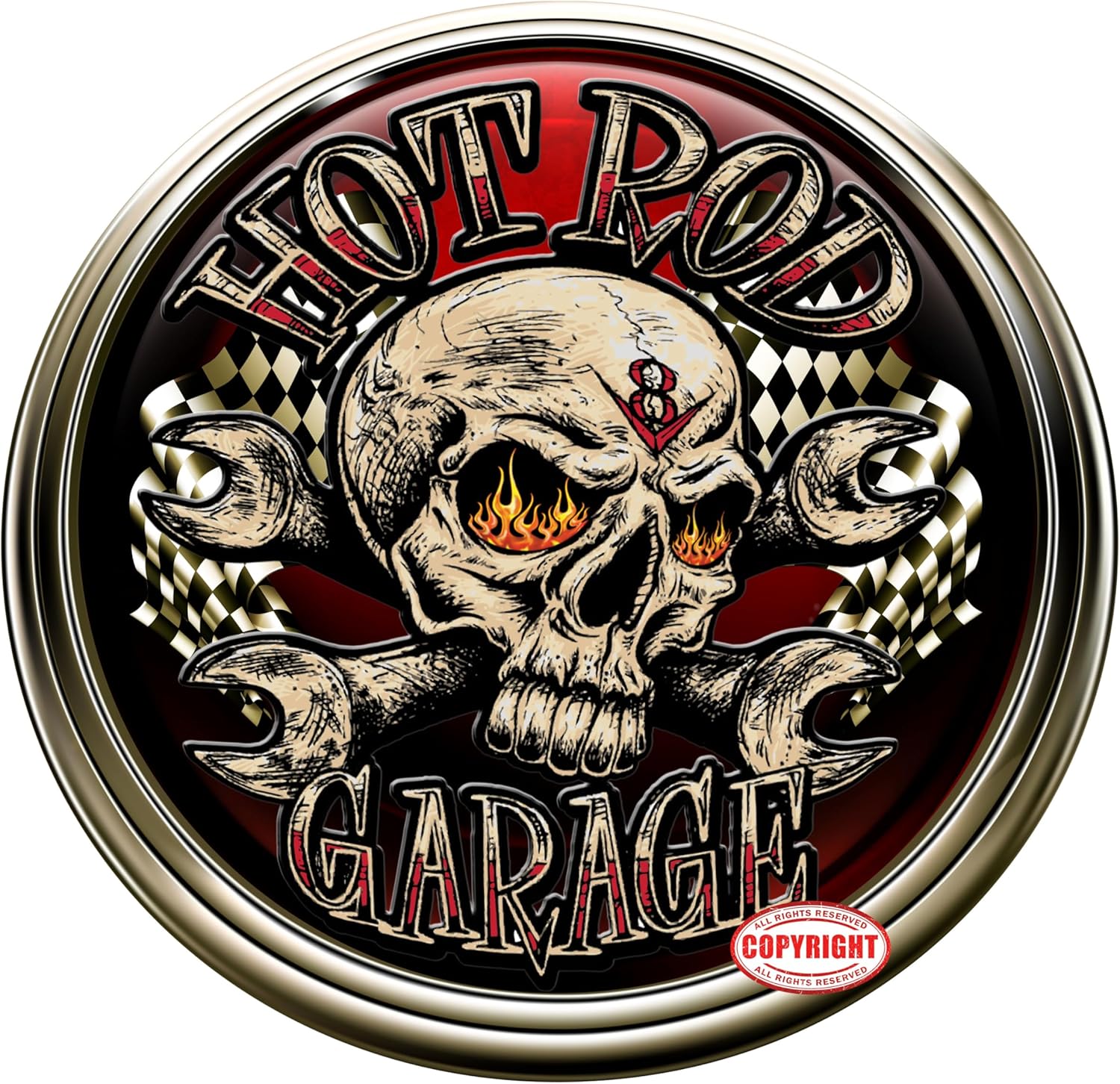 Amazon.com - Hot Rod Garage Skull Crest Decal (12" x 12")