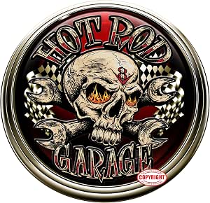 Amazon.com - Hot Rod Garage Skull Crest Decal (6" x 6")