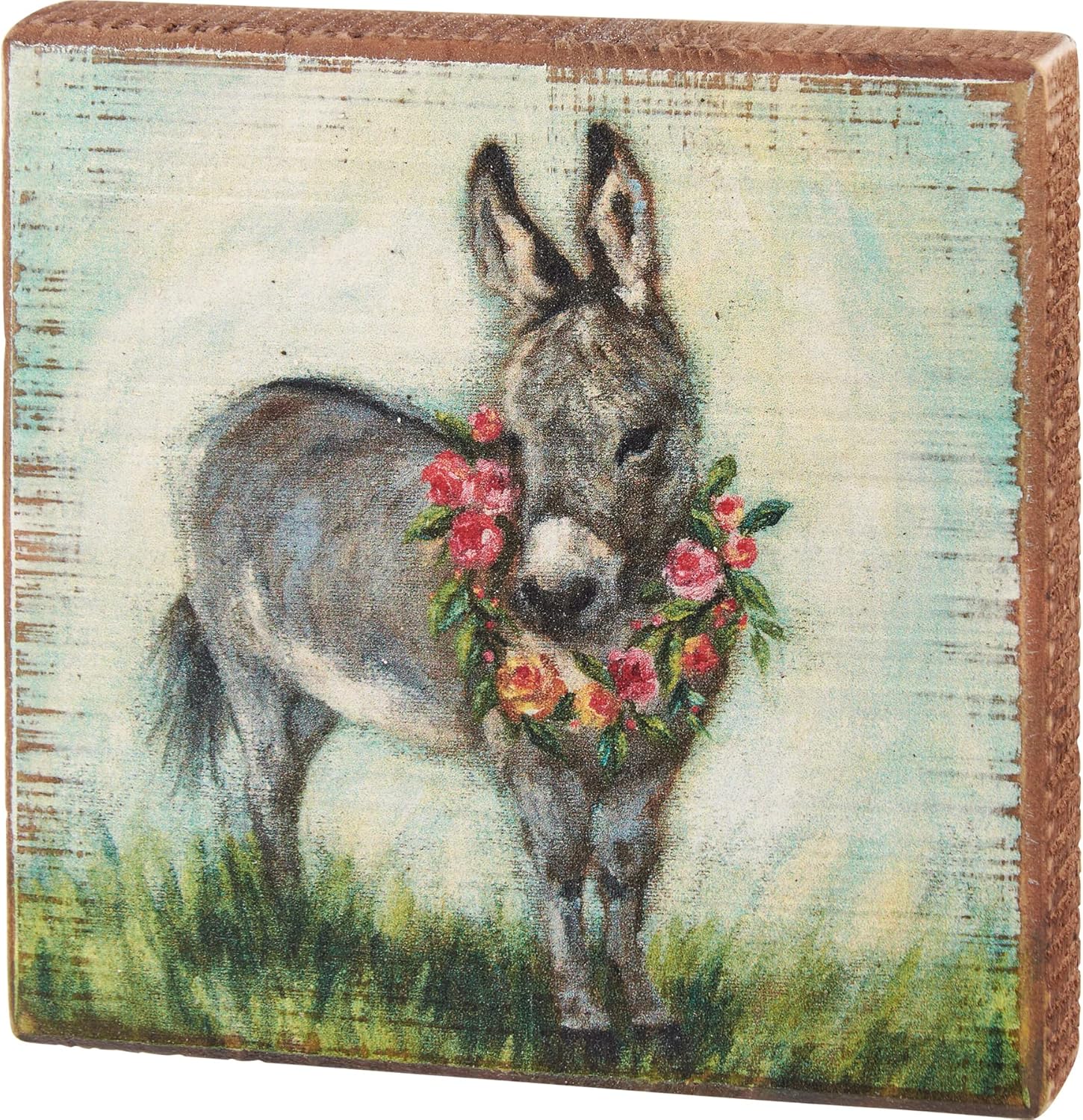 Amazon.com: Primitives by Kathy Donkey And Wreath Home Décor Sign 5" x ...