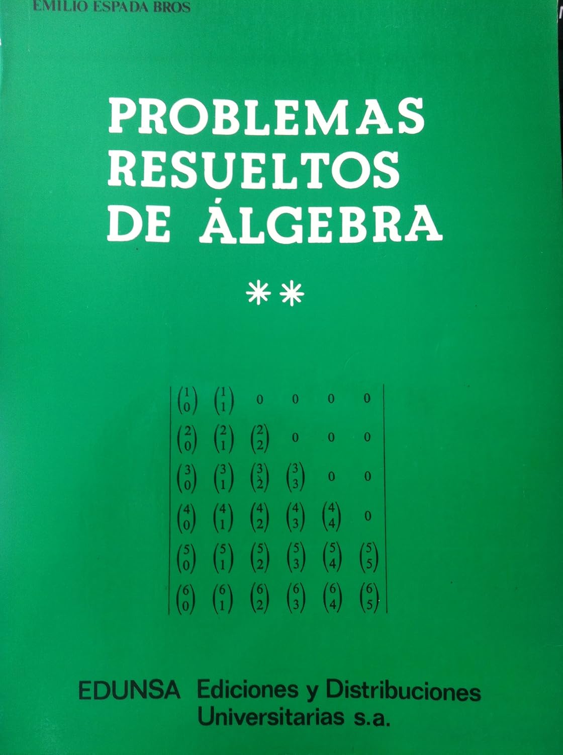 Problemas resueltos de álgebra : (T. 2) : Espada Bros, Emilio: Amazon ...