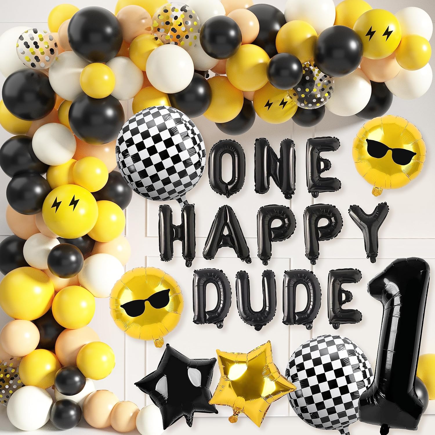 Amazon.com: One Happy Dude Balloon Garland Birthday Party Decorations ...