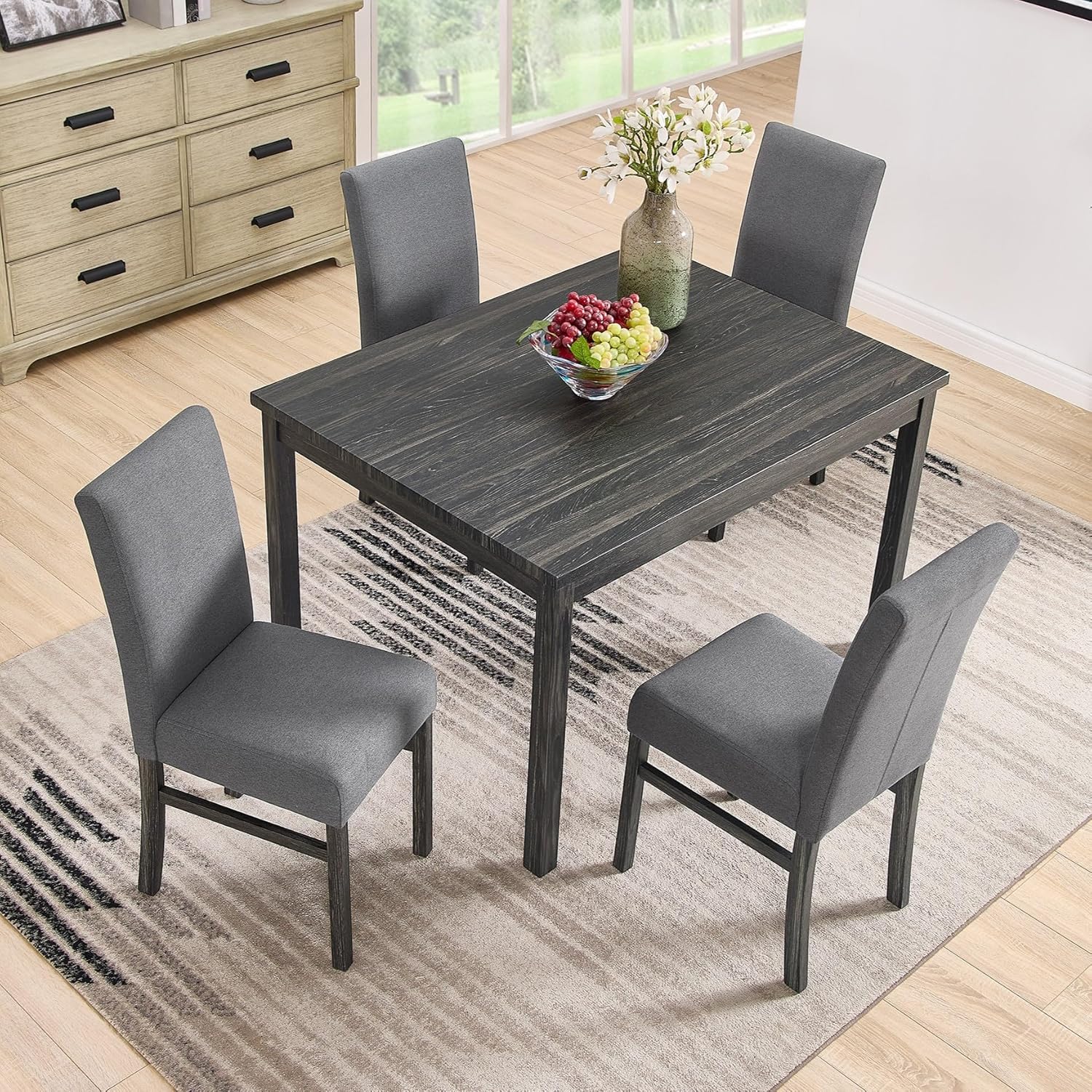 Amazon.com - HMFULE 48" Square Wooden Dining Table Set with 1 Table and ...