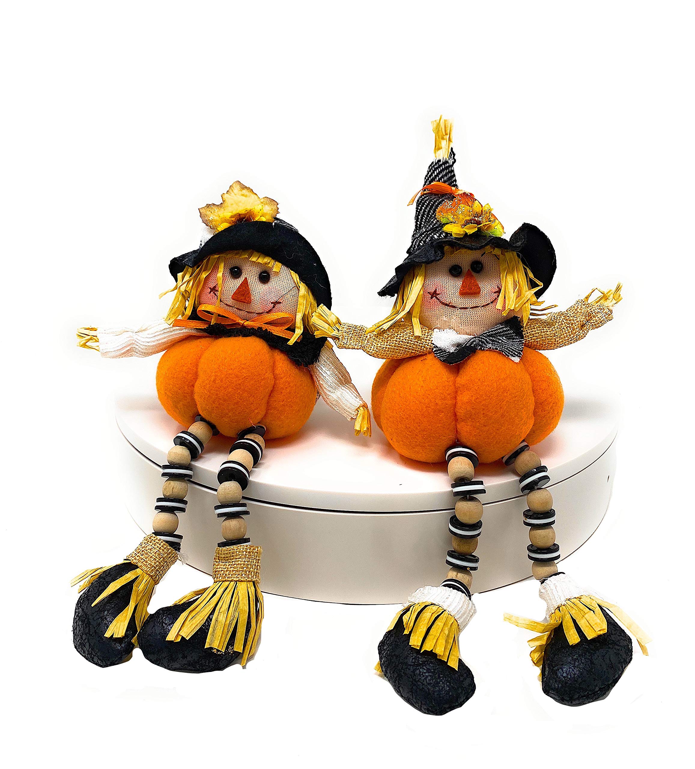 Amazon.com: Scarecrow Pumpkin Plush Set Thanksgiving Figurines Shelf ...