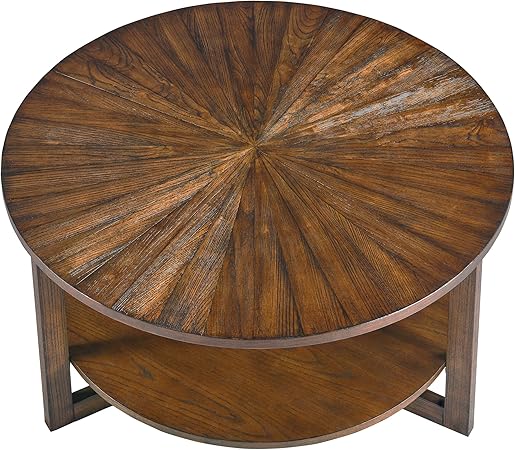 Amazon.com: LEEMTORIG Round Coffee Tables for Living Room, 2 Tier Solid ...