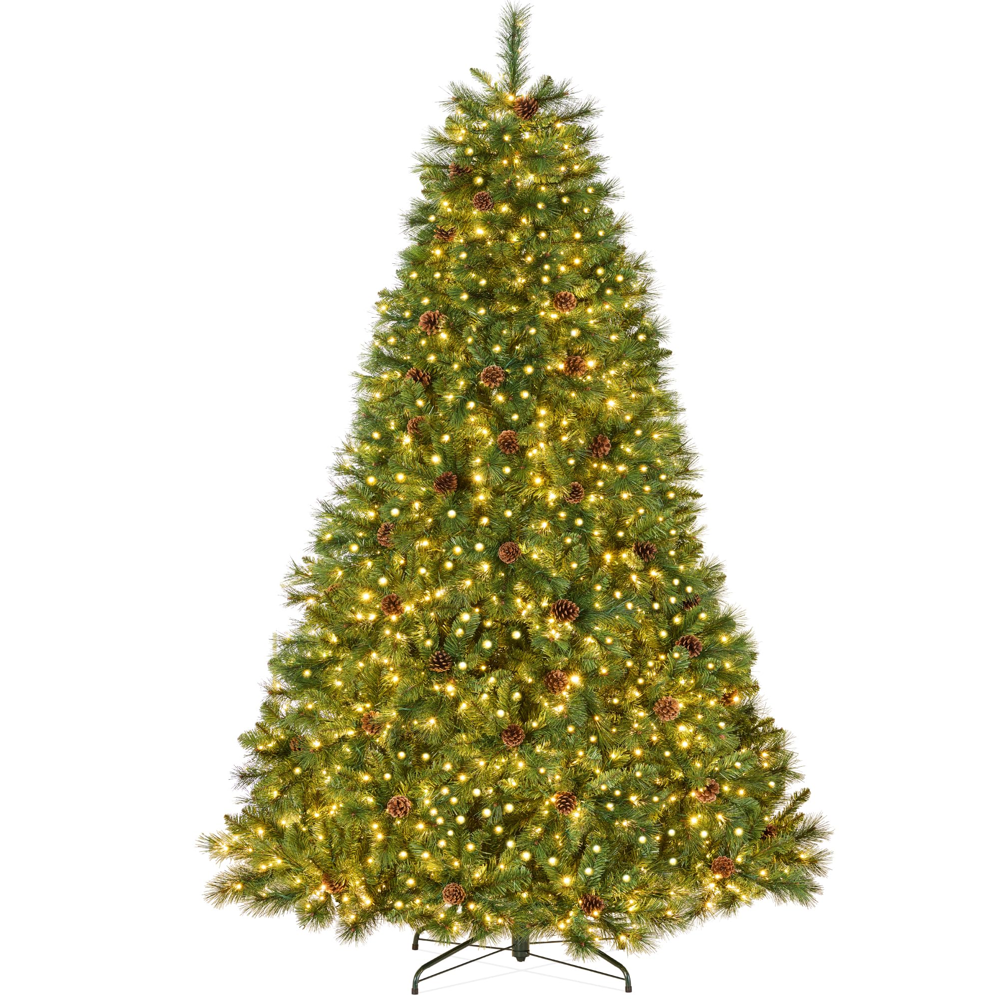 Amazon.com: Best Choice Products 9ft Pre-Lit Scotch Pine Christmas Tree ...