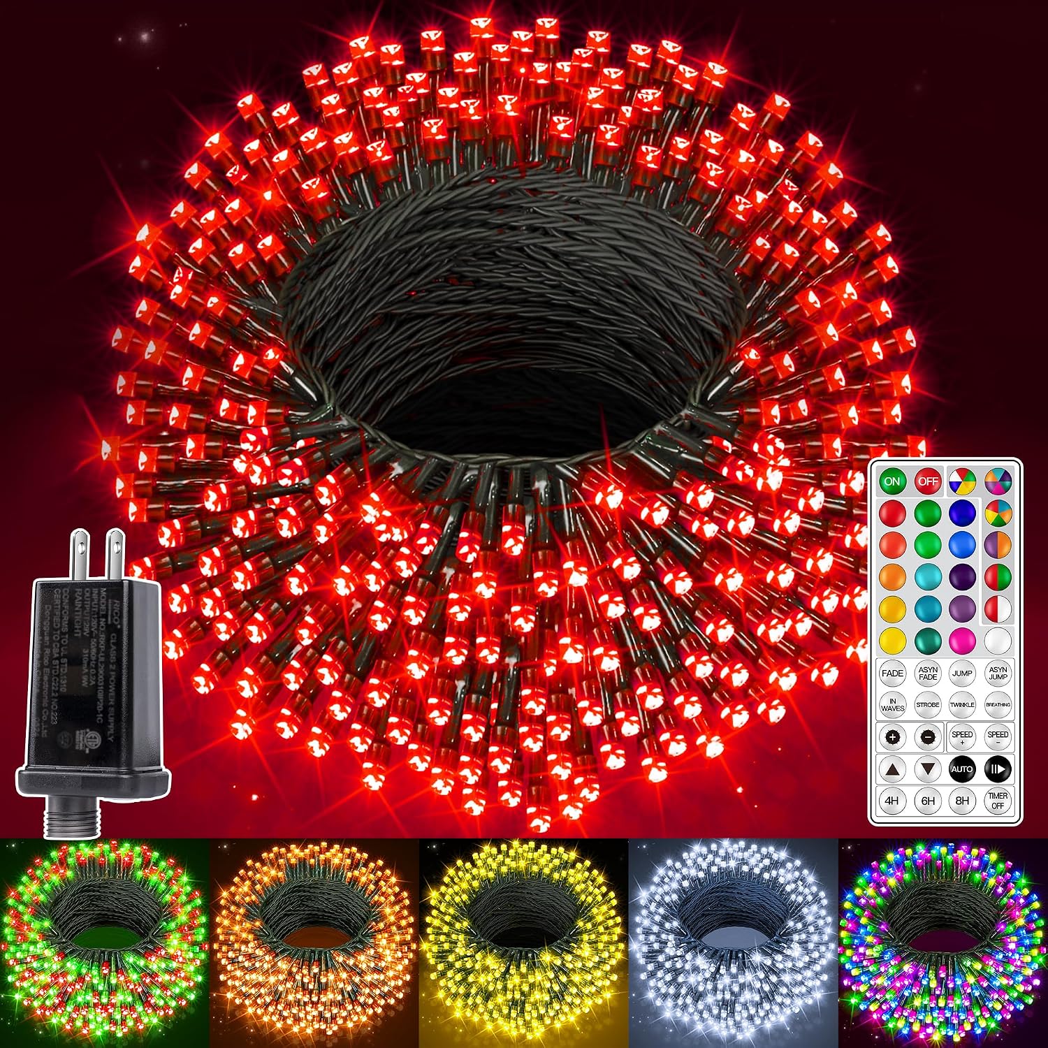 Ollny RGB Christmas Lights 400 LEDs 131 FT, 130 Modes Color Changing ...