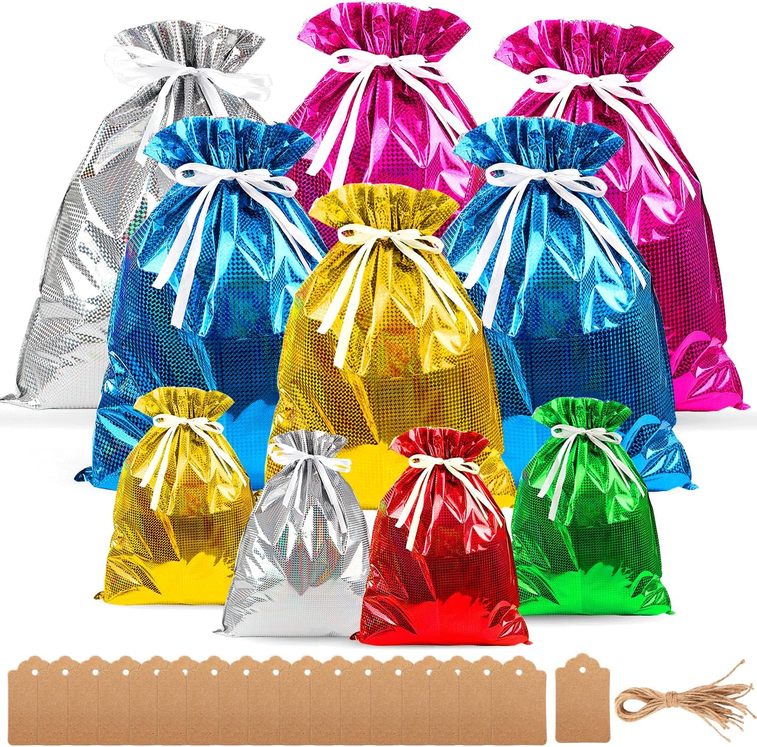 Amazon.com: WXJ13 20 Pieces Christmas Gift Bags, Drawstring Gift Bags ...
