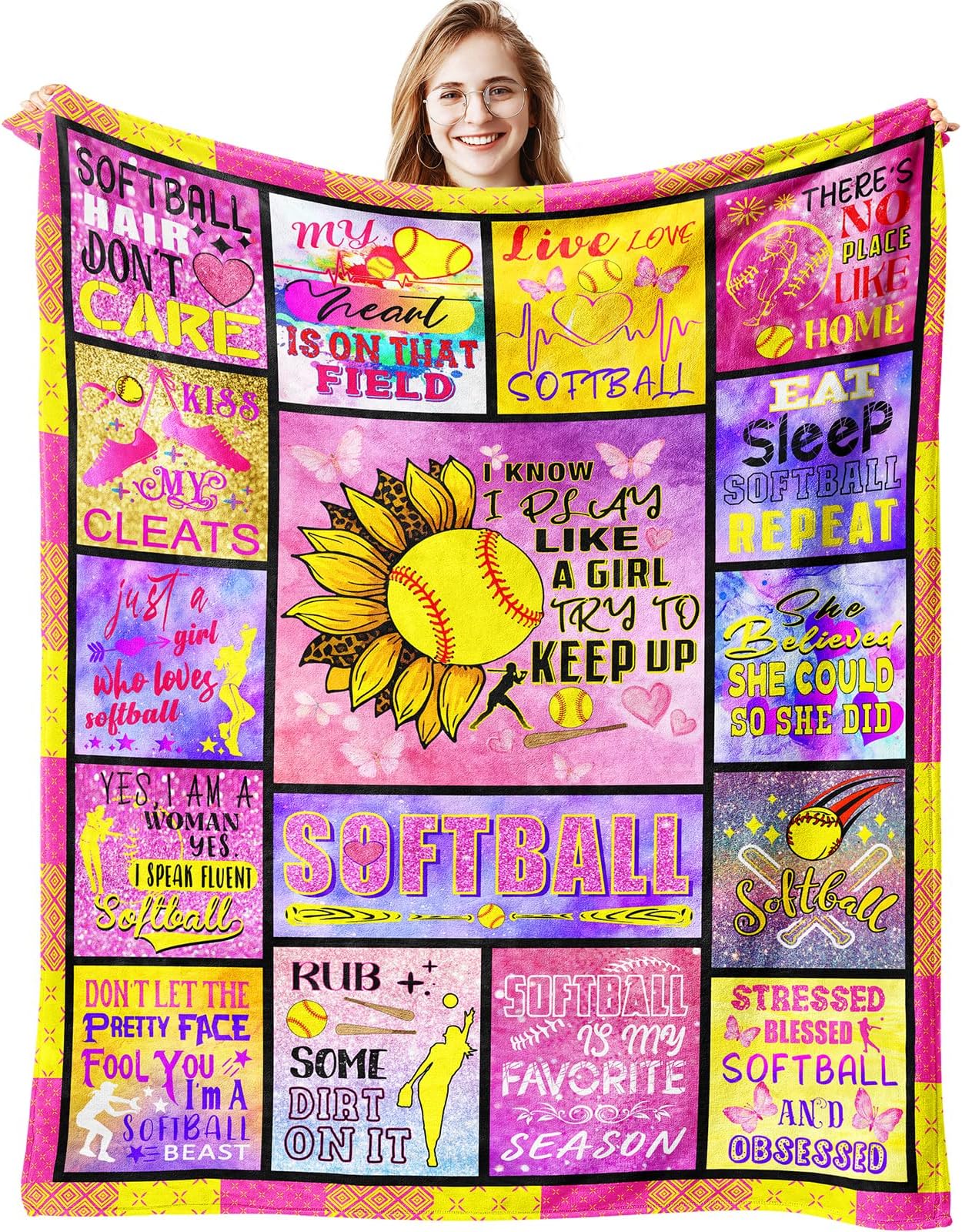 Amazon.com: Softball Blanket Gifts, Softball Gifts for Girls, Softball ...