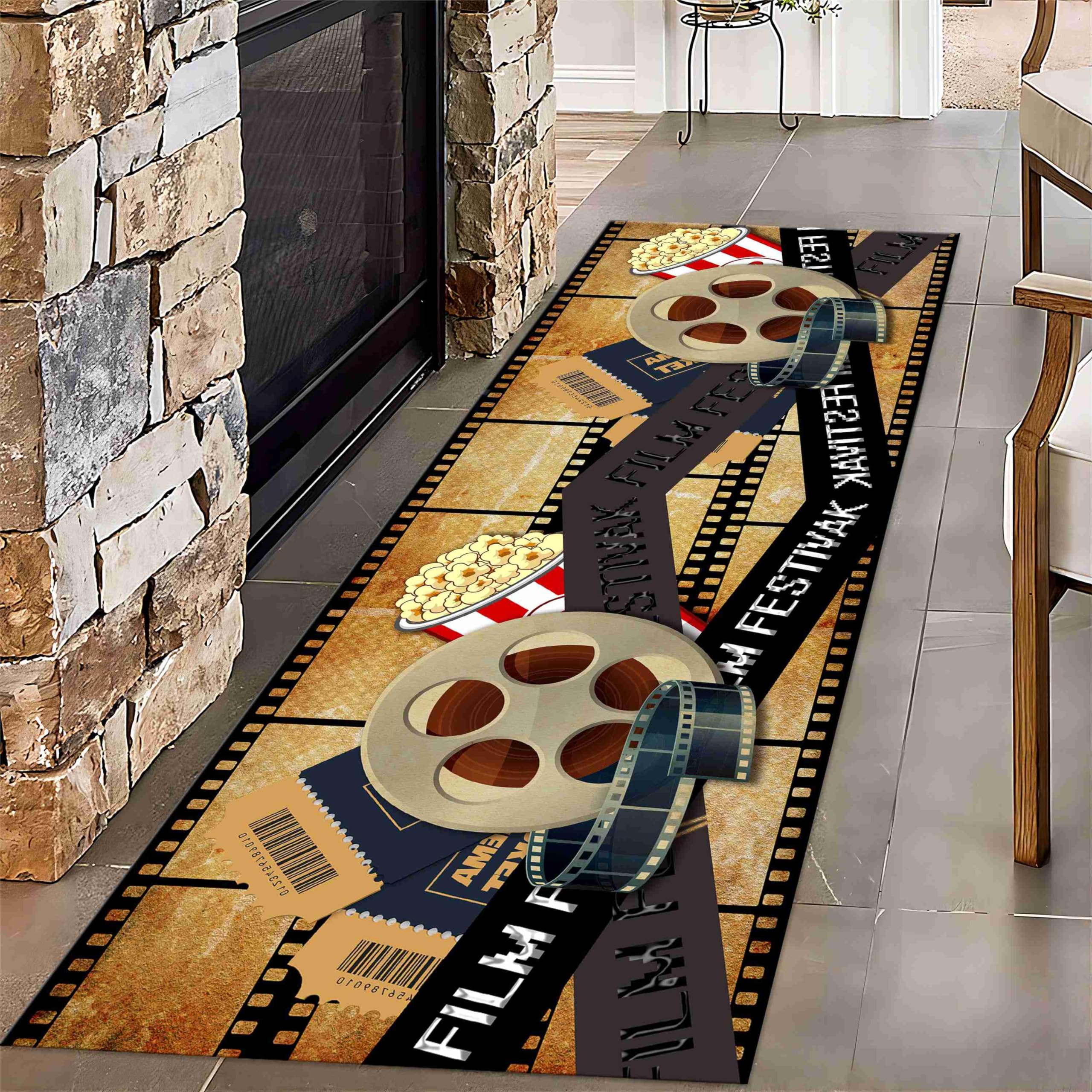 Amazon.com: Puyosvr Retro Movie Runner Rug,2x7ft,Vintage Film Reel and ...