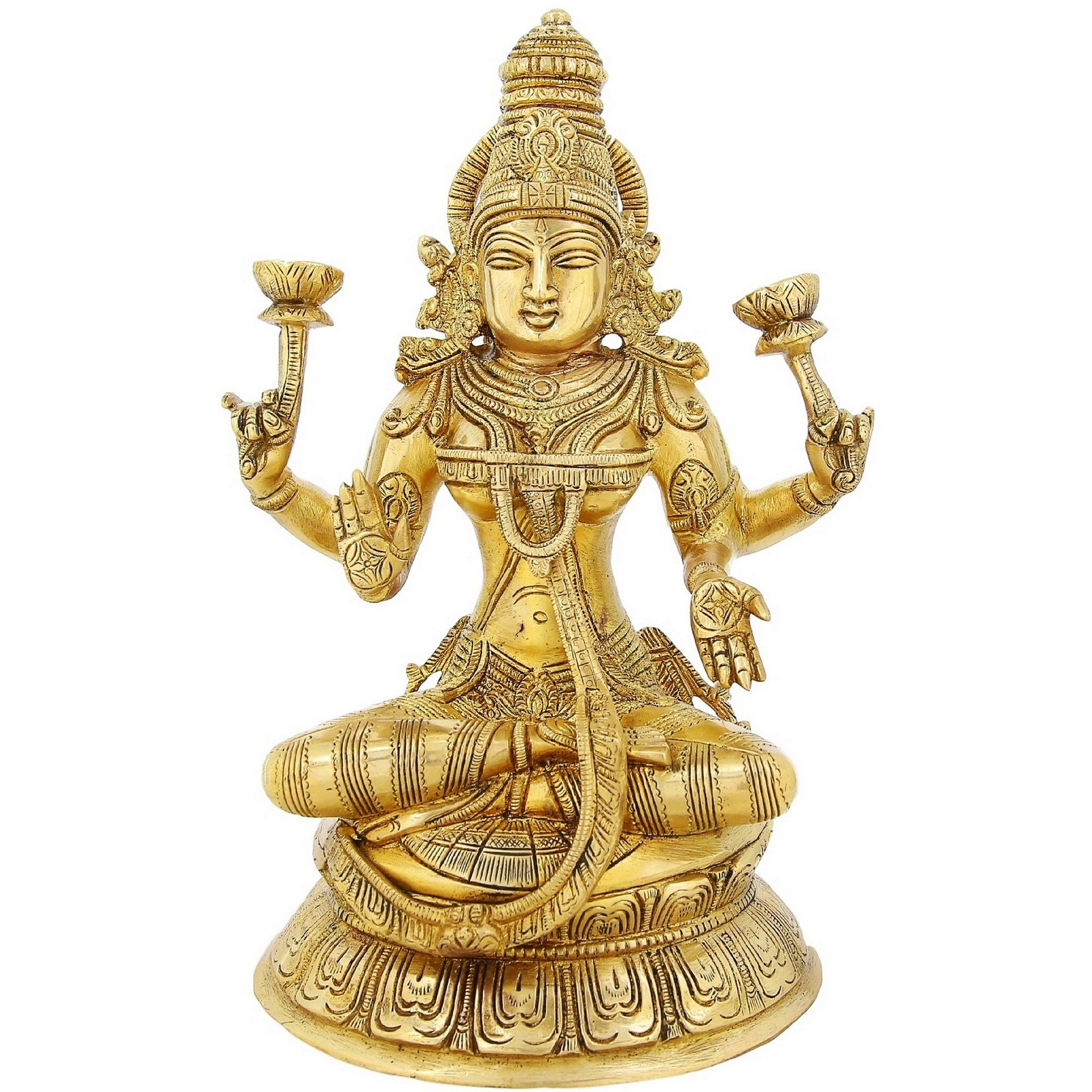 Buy Pink peony Hinduism Symbol Goddesses Laxmi Large Statue Brass ...