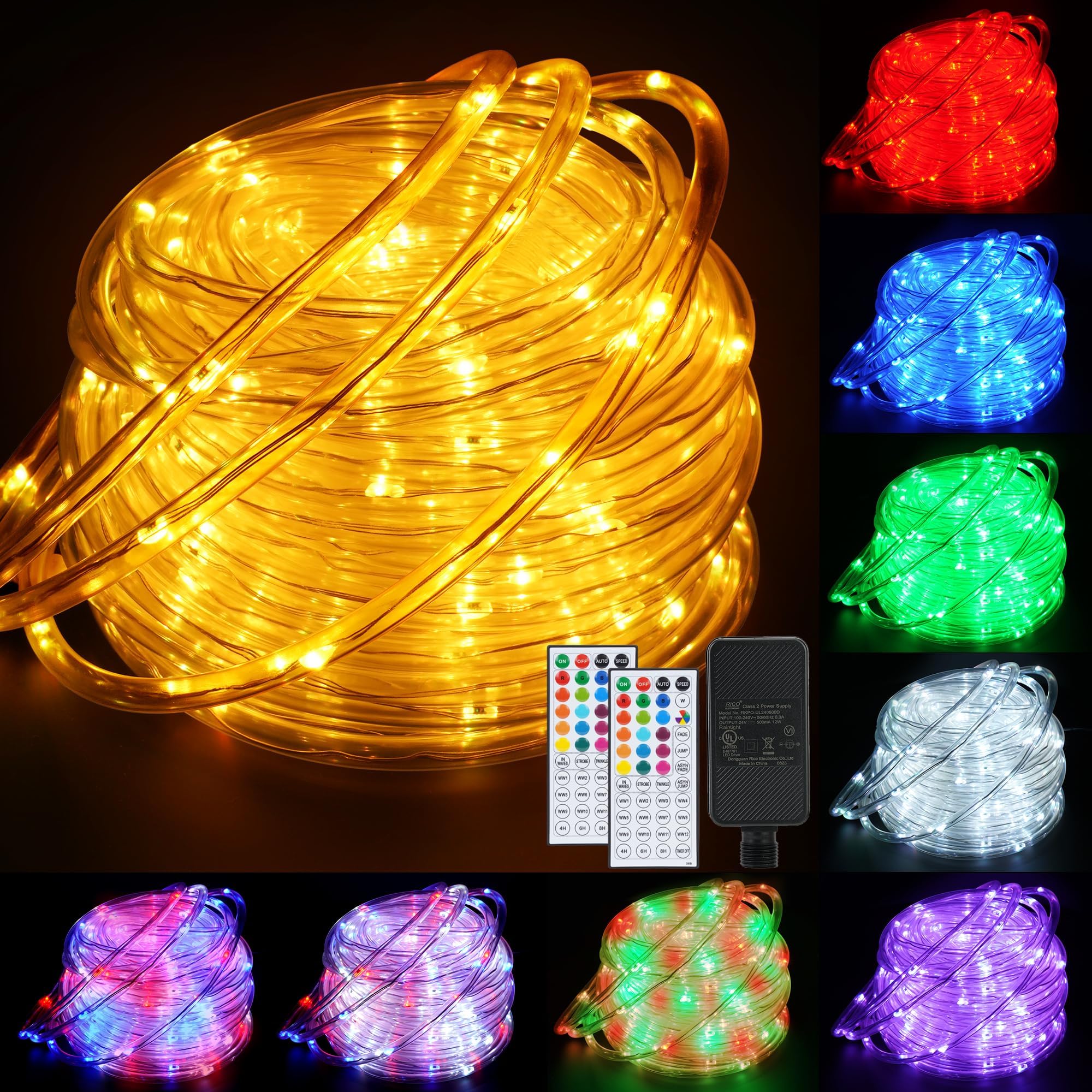 Nazuwke 66Ft LED Rope Lights Outdoor, 18 Colors Changing String Lights ...