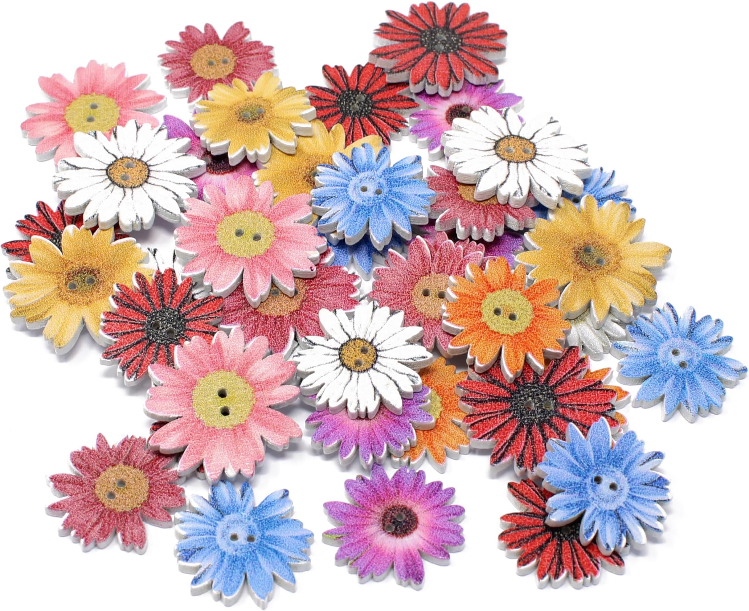 Pack of 100 Painted Colors Round DIY Wooden Buttons for Sewing and ...