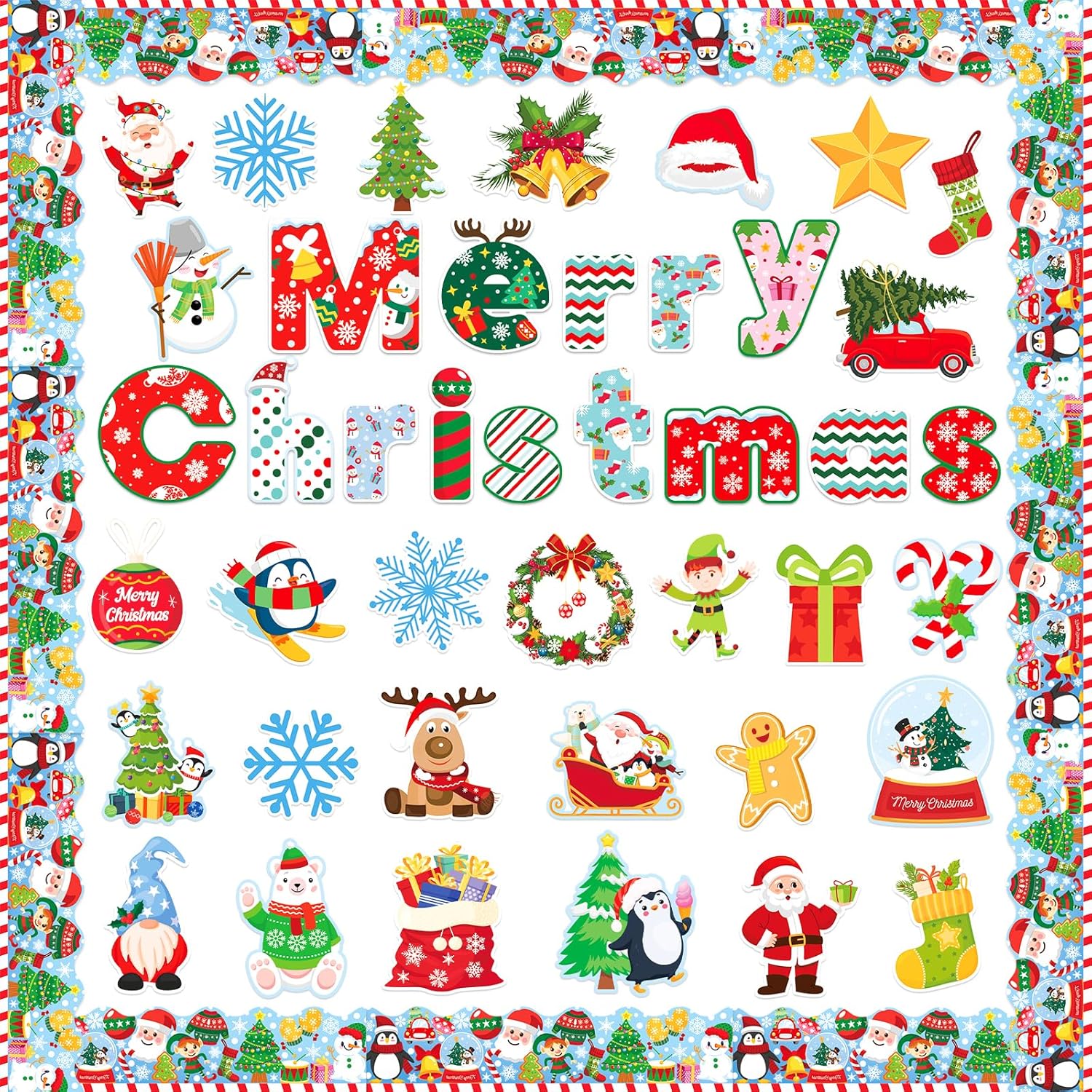 Amazon.com: 83 Pcs Christmas Bulletin Board Decoration Set, Includes 67 ...