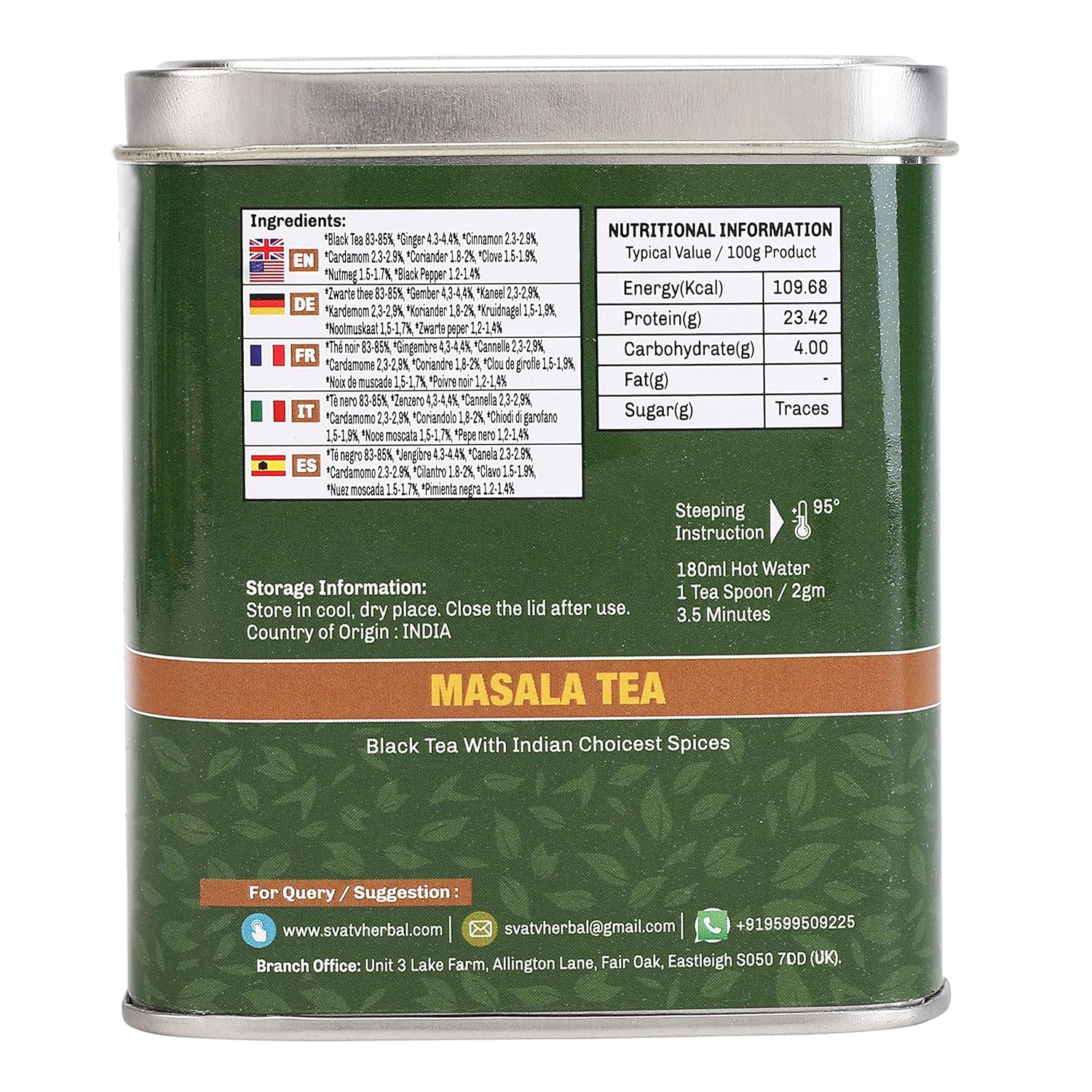 NAHOM Indias Mix Masala Chai Tea Hojas sueltas mezcla de té negro ...