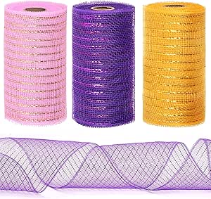 Amazon.com: Tanstic 3 Rolls Mesh Ribbon, Deco Mesh Ribbon Christmas ...