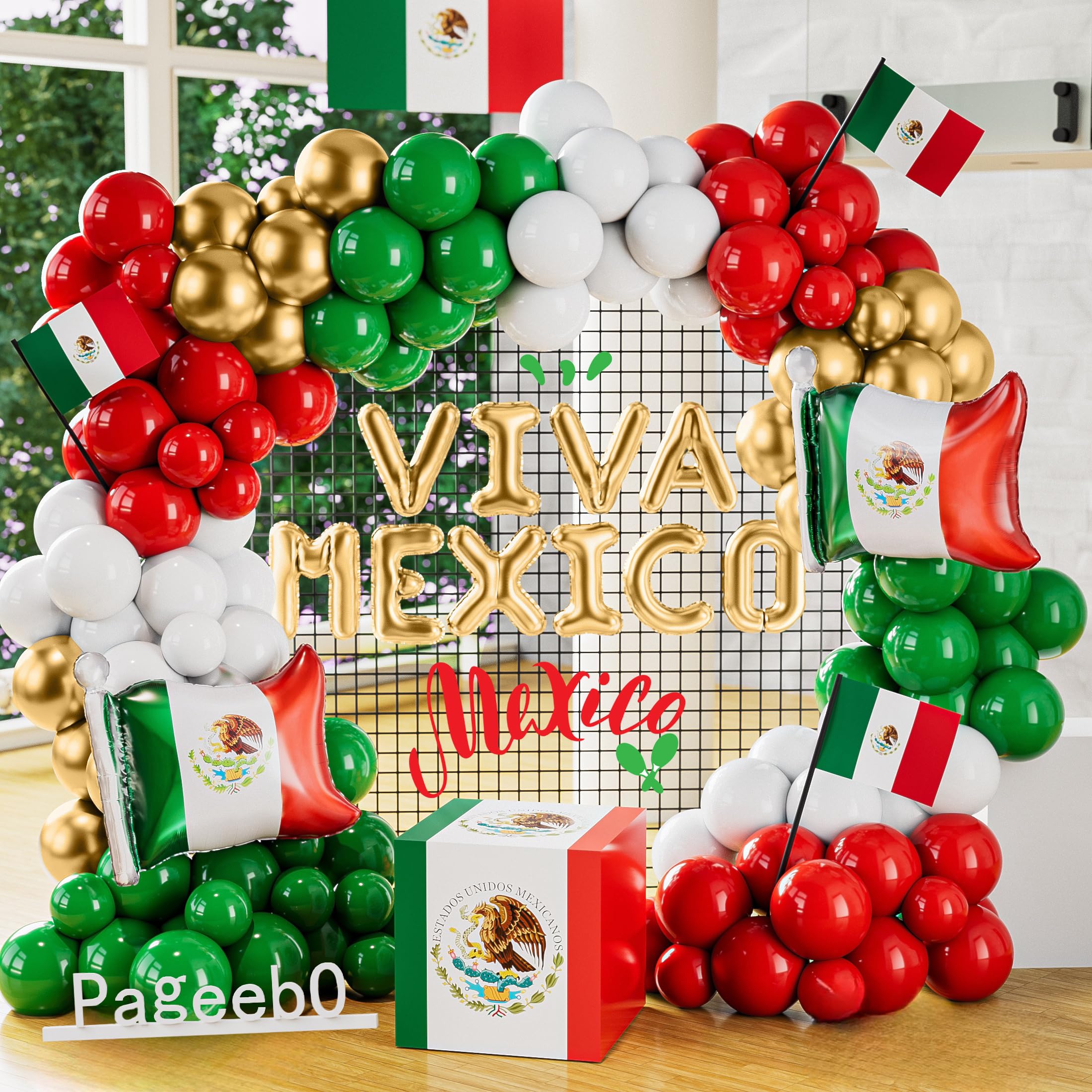 Amazon.com: Mexico Balloon Arch Garland Kit, 154 pcs Green White Red Gold Mexico Flag VIVA Foil ...