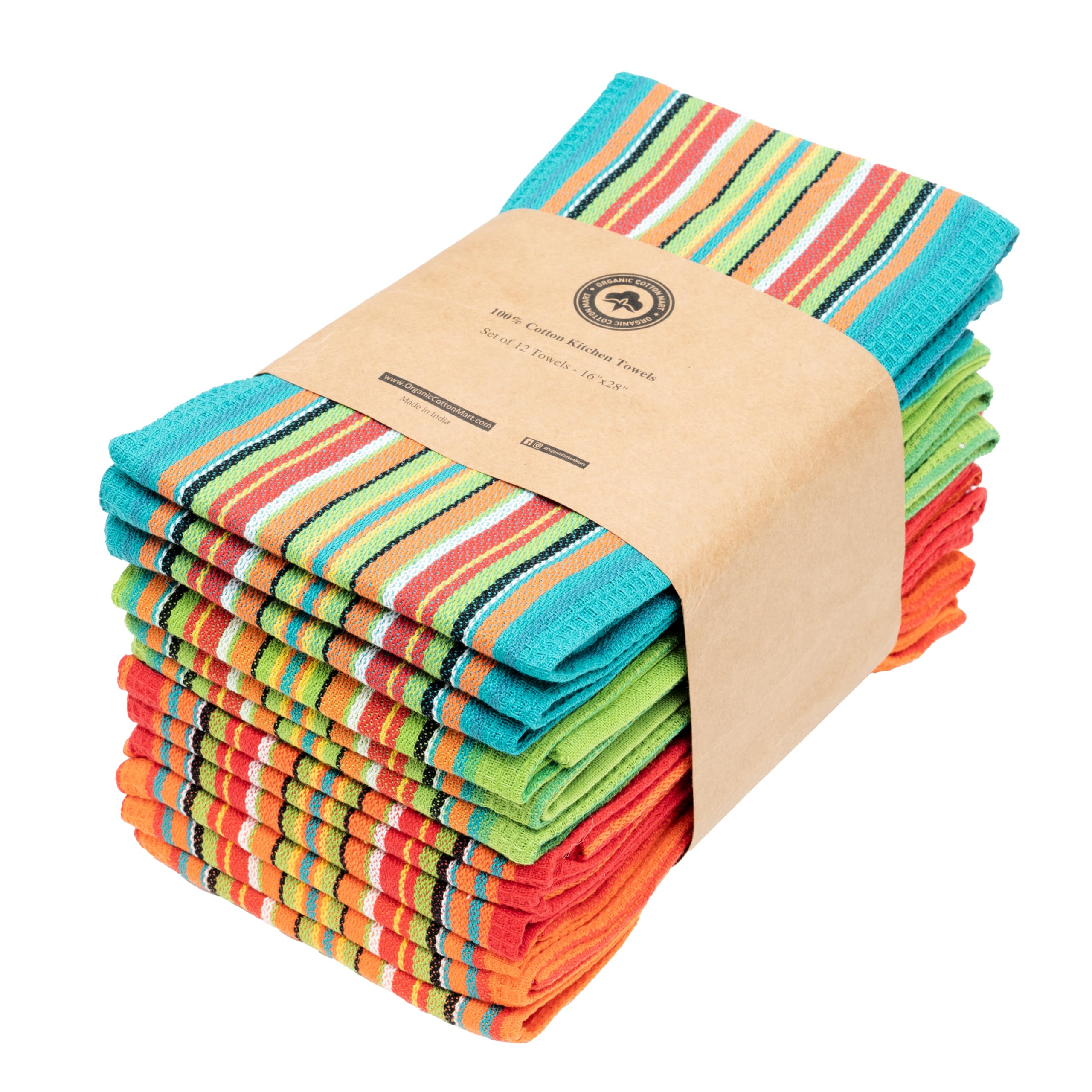 Amazon.com: Colorful Kitchen Towels - 100% Cotton, 28"x16", 12 Pack ...