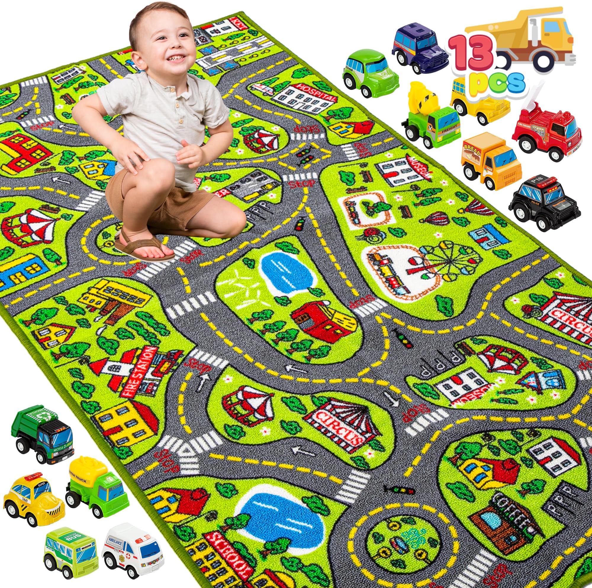 Amazon.com: Kids Carpet Playmat, Kids Play Rug for Playroom, Kids Car ...