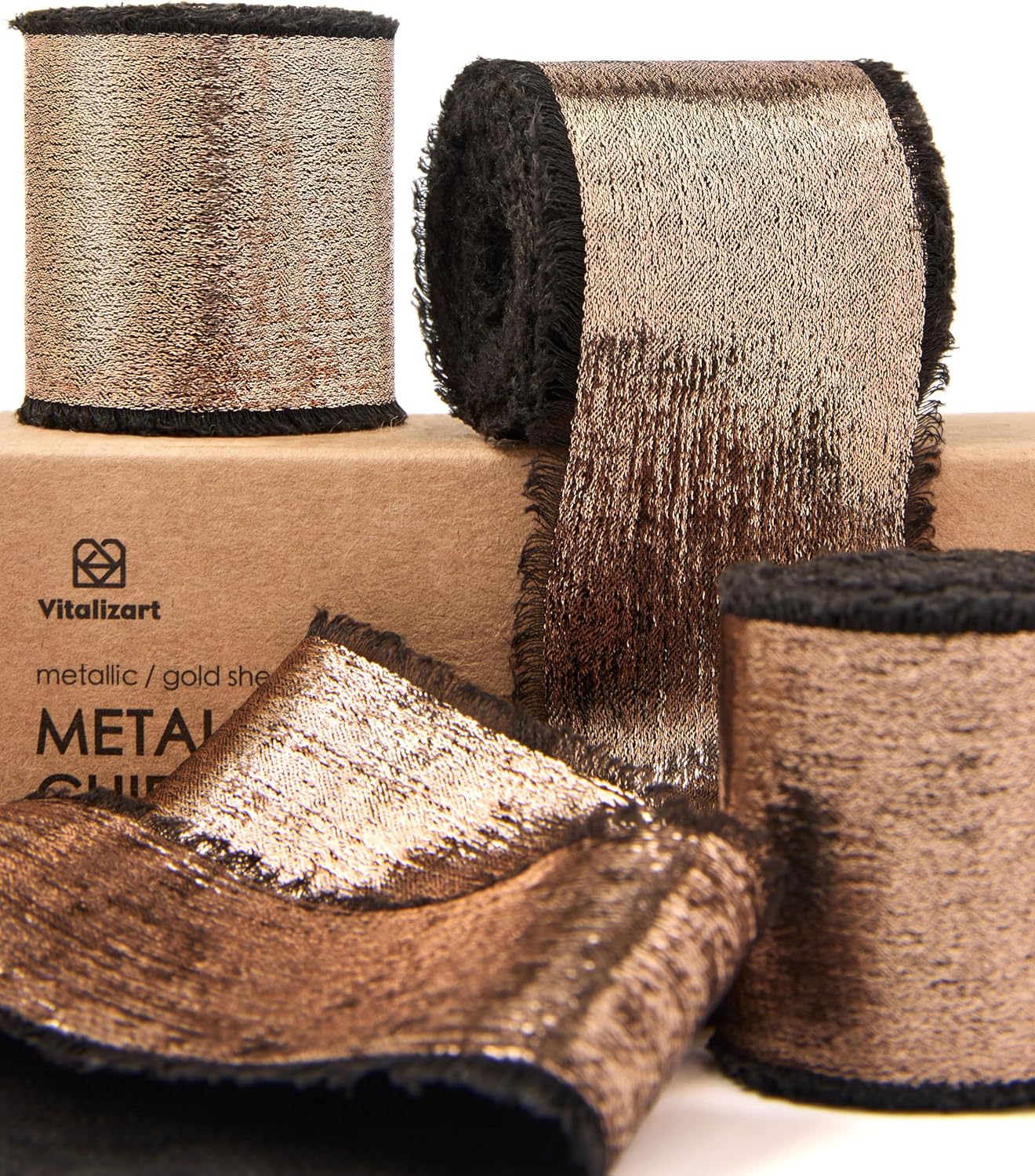 Amazon.com: Vitalizart Black Gold Chiffon Ribbon Metallic 1-1/2 inch x ...