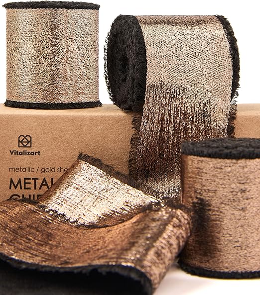 Amazon.com: Vitalizart Black Gold Chiffon Ribbon Metallic 1-1/2 inch x ...