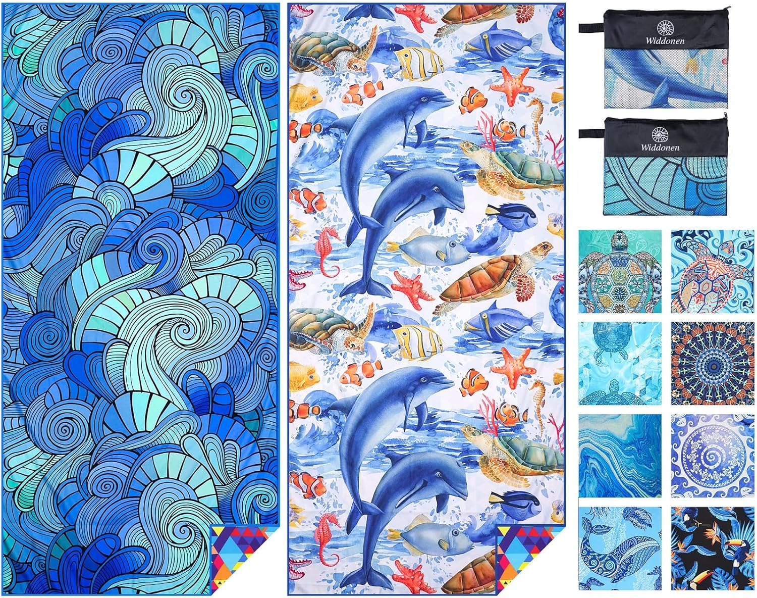 2 Pack Microfiber Lightweight Beach Towel Sand Free Quick Dry Absorbent ...