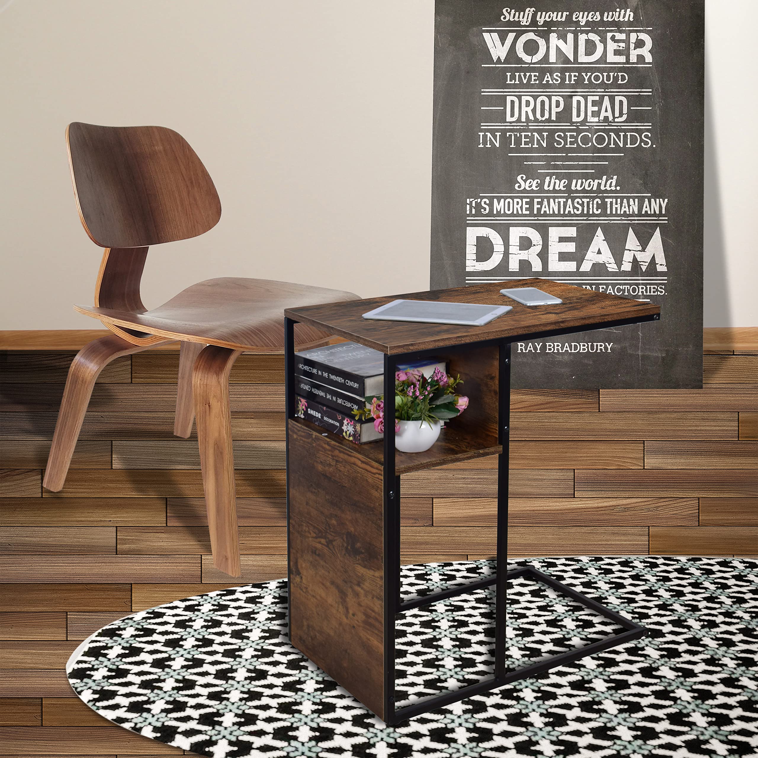 Snapklik.com : RAAMZO 2-tier End Table, C Shaped Reversible Snack Side ...
