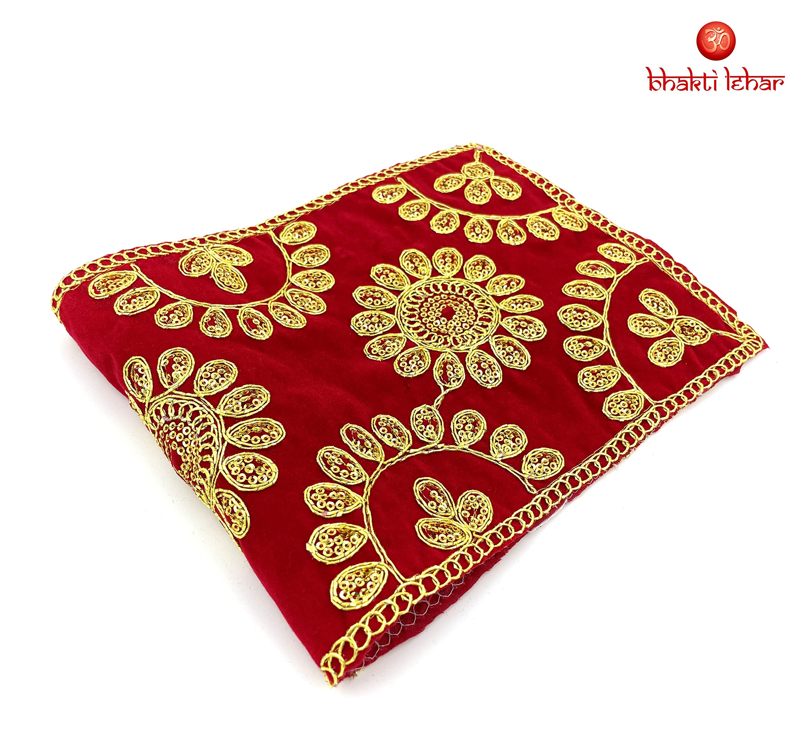 Buy Bhakti Lehar (7 x 18 Inch) Fancy Jari Embroidered Red Velvet Pooja ...