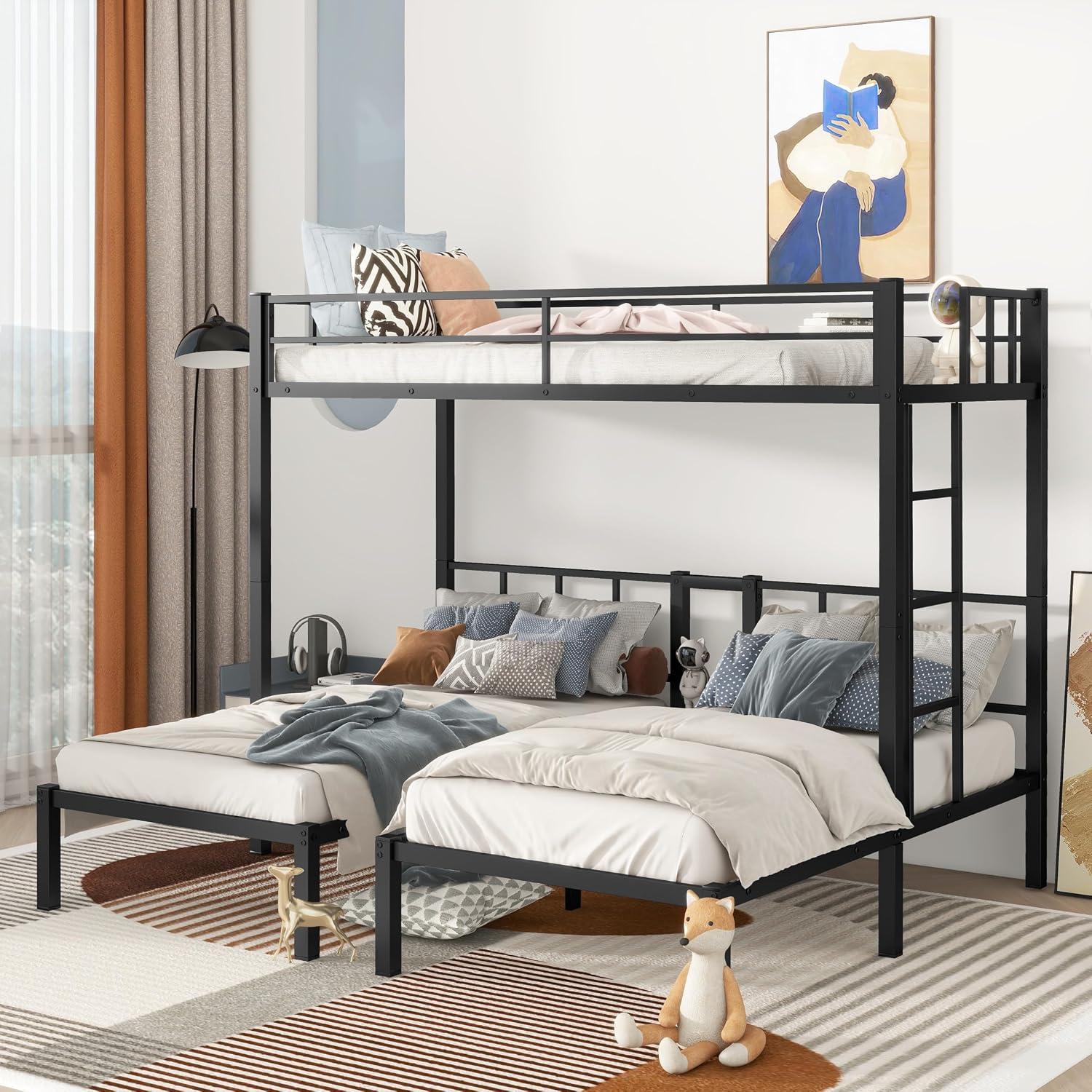 Amazon.com: Harper & Bright Designs Metal Triple Bunk Beds for 3, Bunk ...