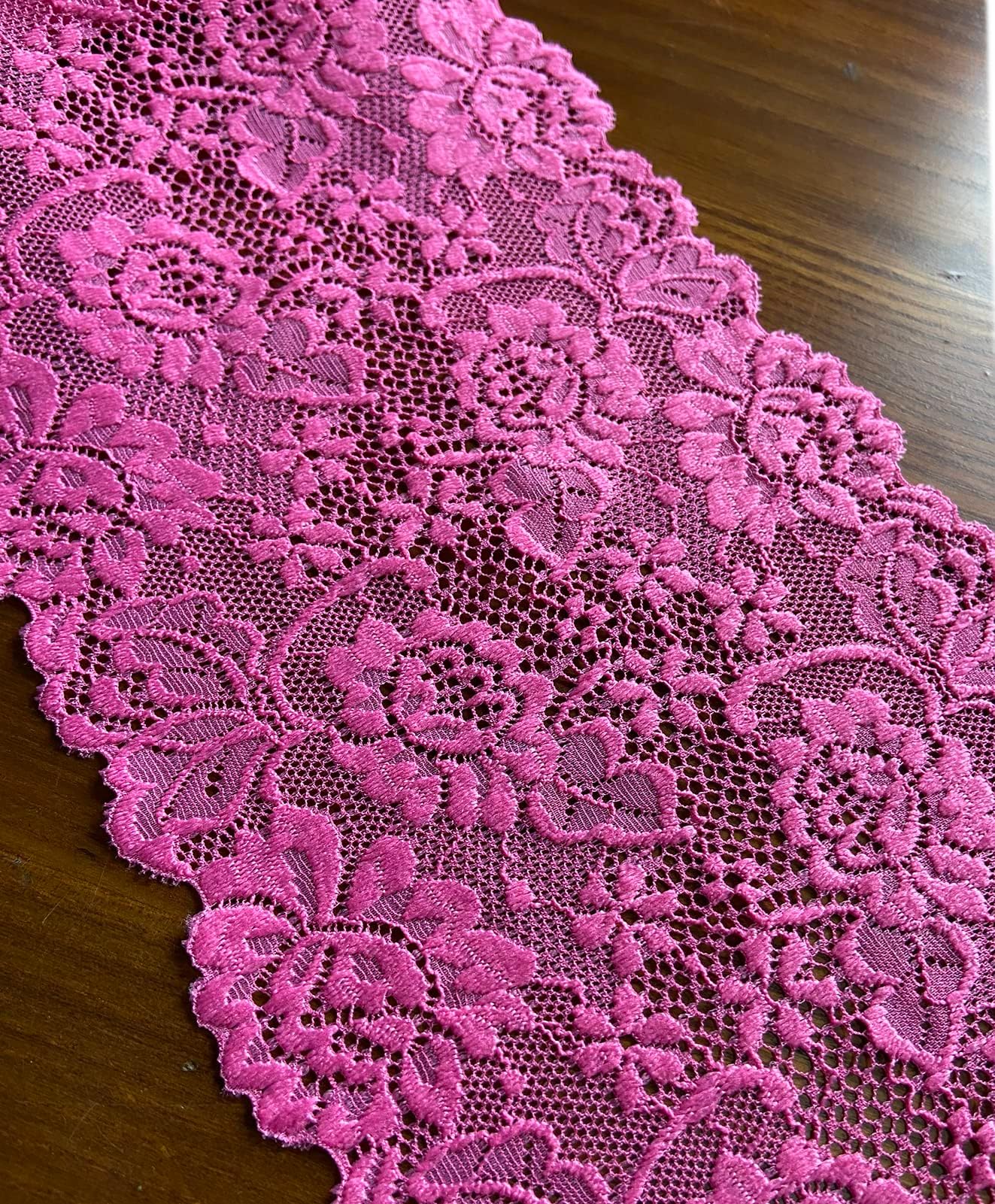 Amazon.com: LUMKET 6 Inches Wide Hot Pink Stretch Lace Fabric for ...