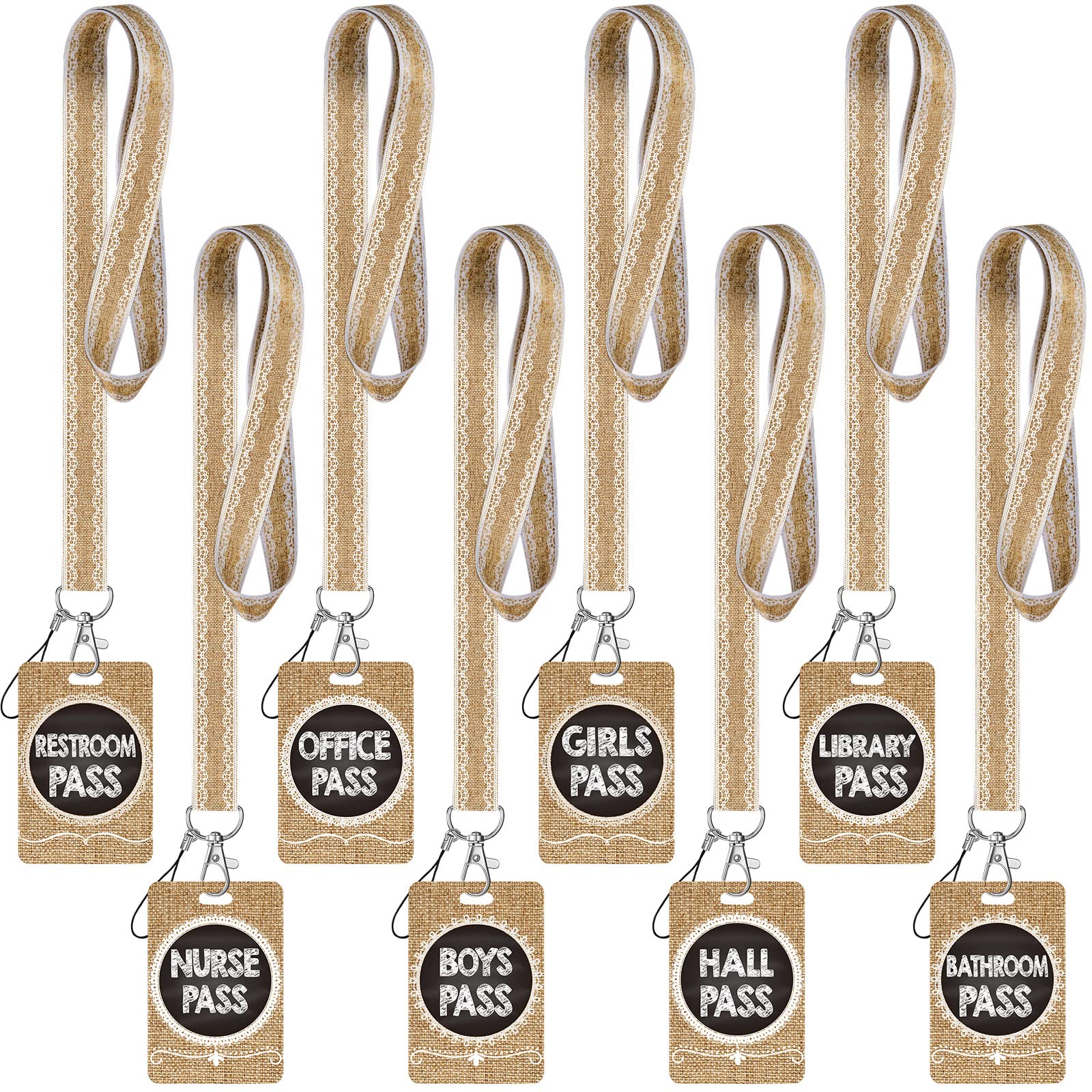 Snapklik.com : Teling 8 Sets Hall Pass Lanyards And School Passes Set ...