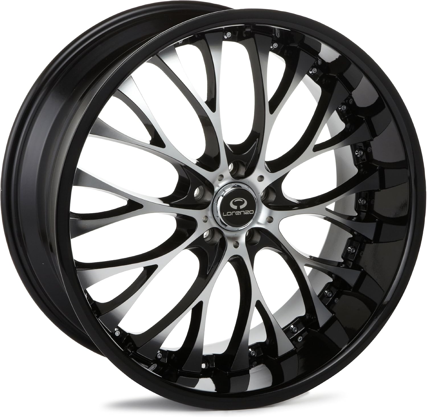 Amazon.com: Lorenzo WL027 Series Gloss Black With Chrome Lip Wheel ...