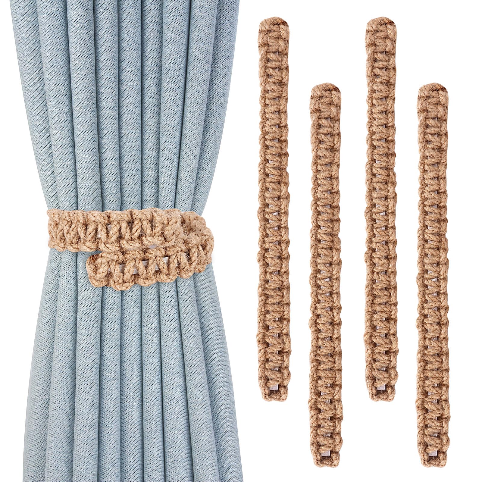 Curtain Tiebacks,4 PCS Hand-Woven Rope Curtain Holdbacks 25 CM Modern ...