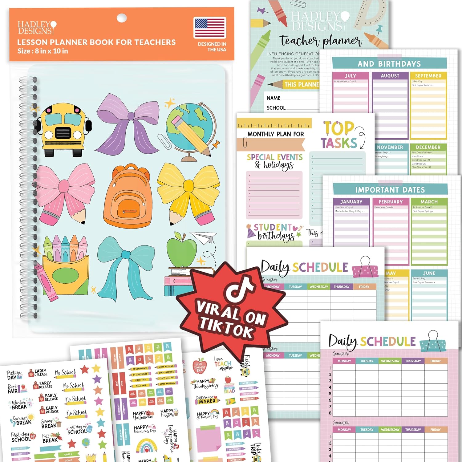 Amazon.com : Hadley Designs Teacher Planner 2025-2026 – Undated Teacher ...