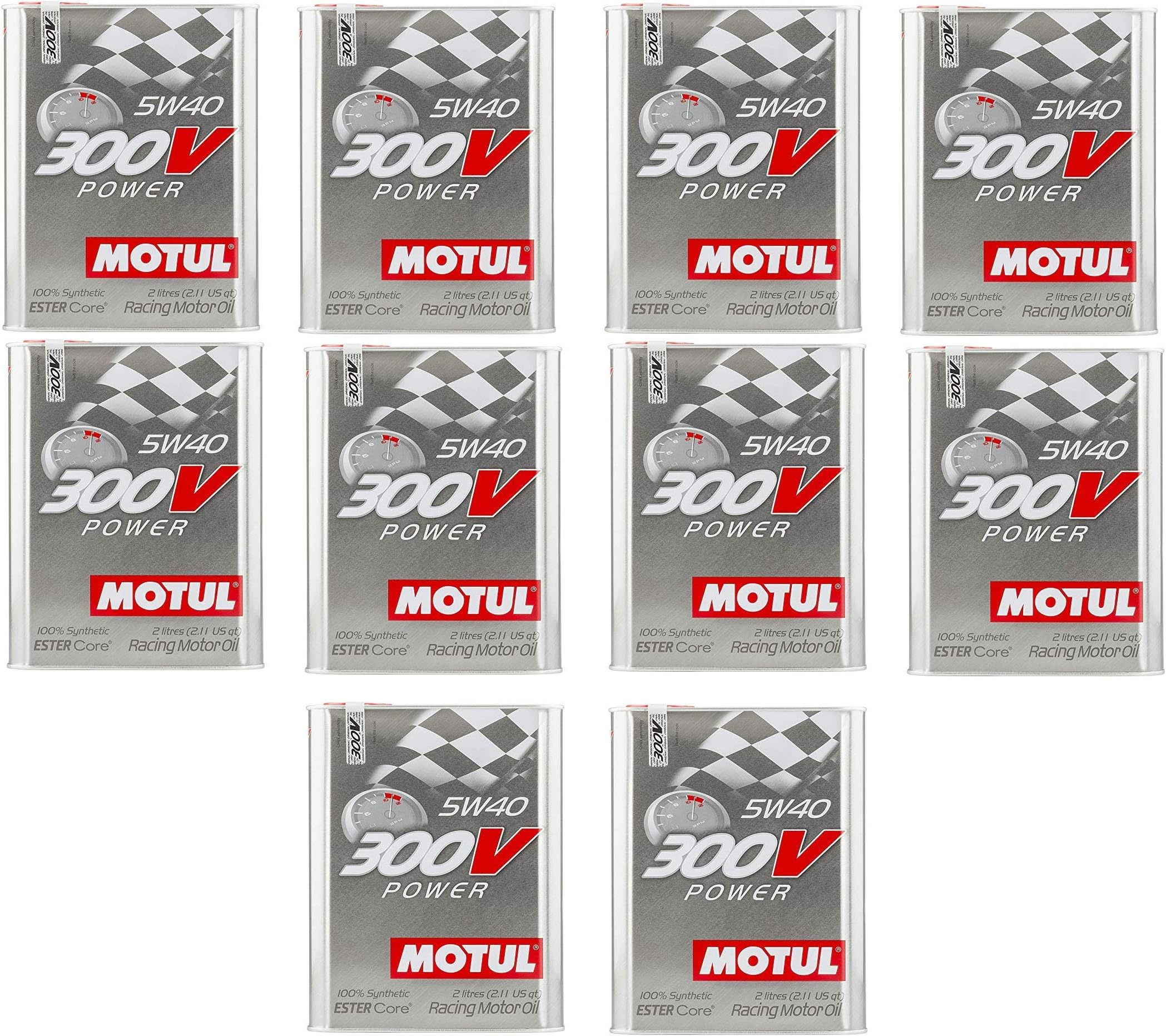 Amazon.com: Motul 104242 Set of 10 300V Power 5W-40 Motor Oil 2-Liter ...