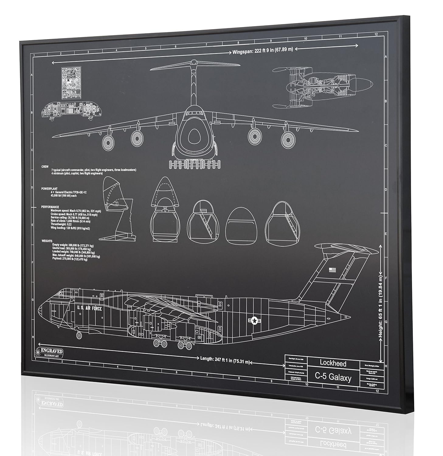 Amazon.com: Lockheed C-5 Galaxy Blueprint Artwork-Laser Marked ...