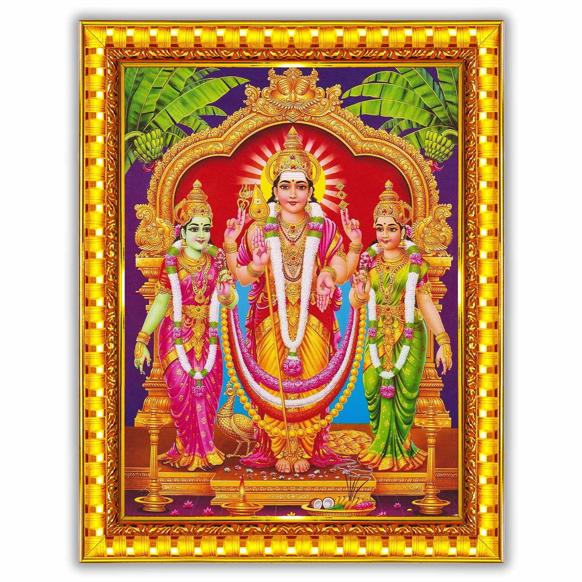 Buy Pavan Photo Laminations Lord Murugan Valli Deivanai Subramanya Swamy Wall Painting Framed ...